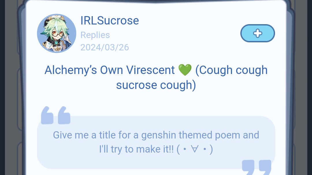 Alchemy's Own Virescent! Genshin Impact | HoYoLAB