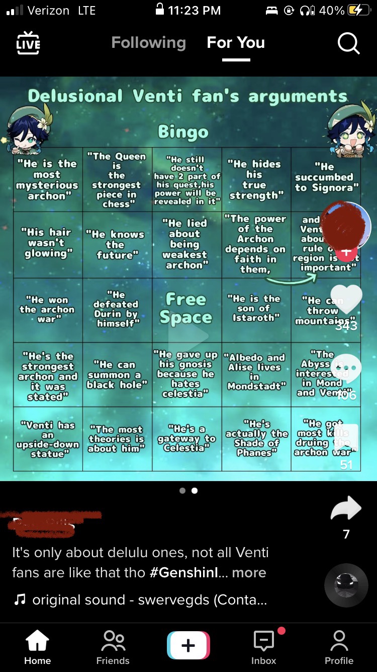 Imagine being so delusional that you ignore lore just to shame Venti ...