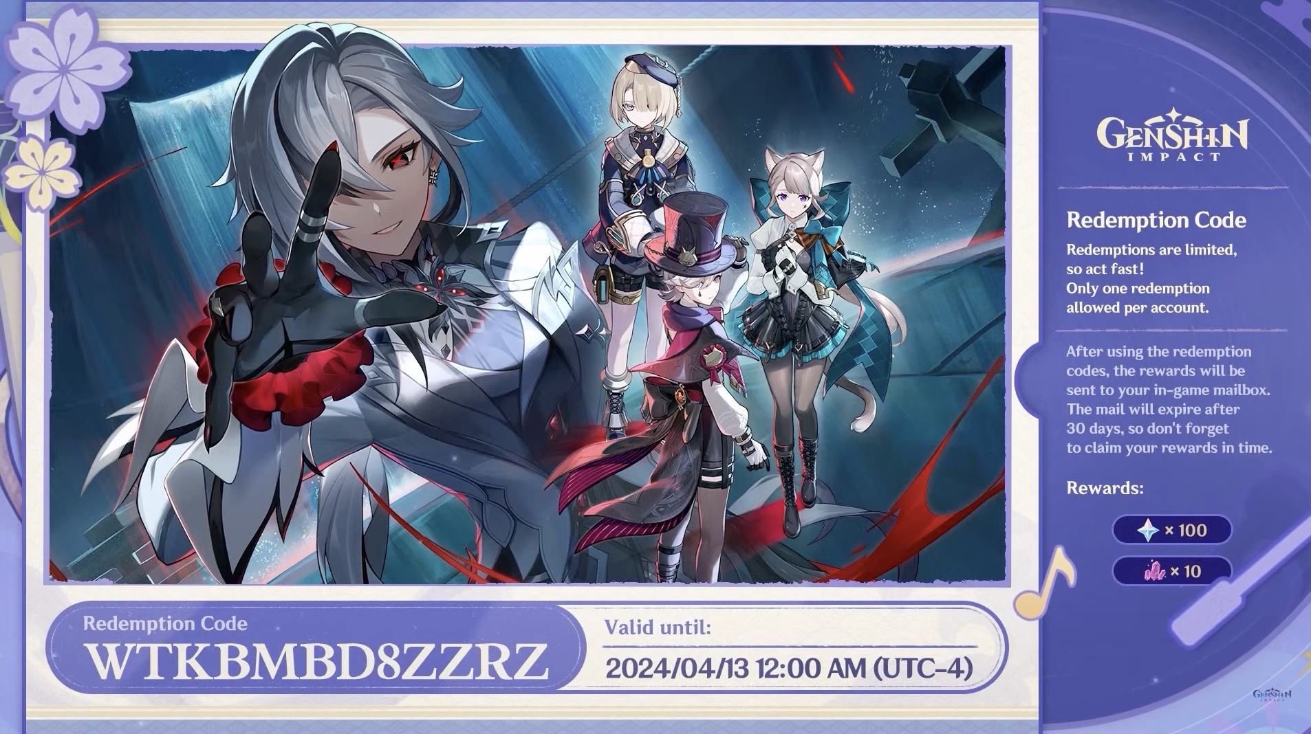 4.6 Live Stream PINNED CODE !! Redeem Code 300 Primogems Genshin Impact ...