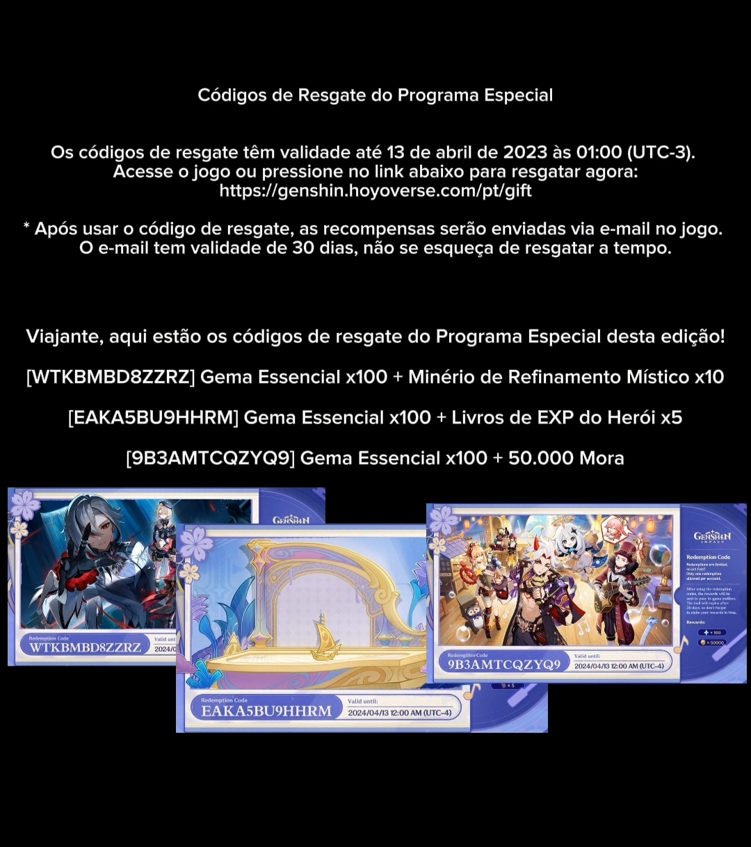 Novos Códigos de Resgate Genshin Impact | HoYoLAB