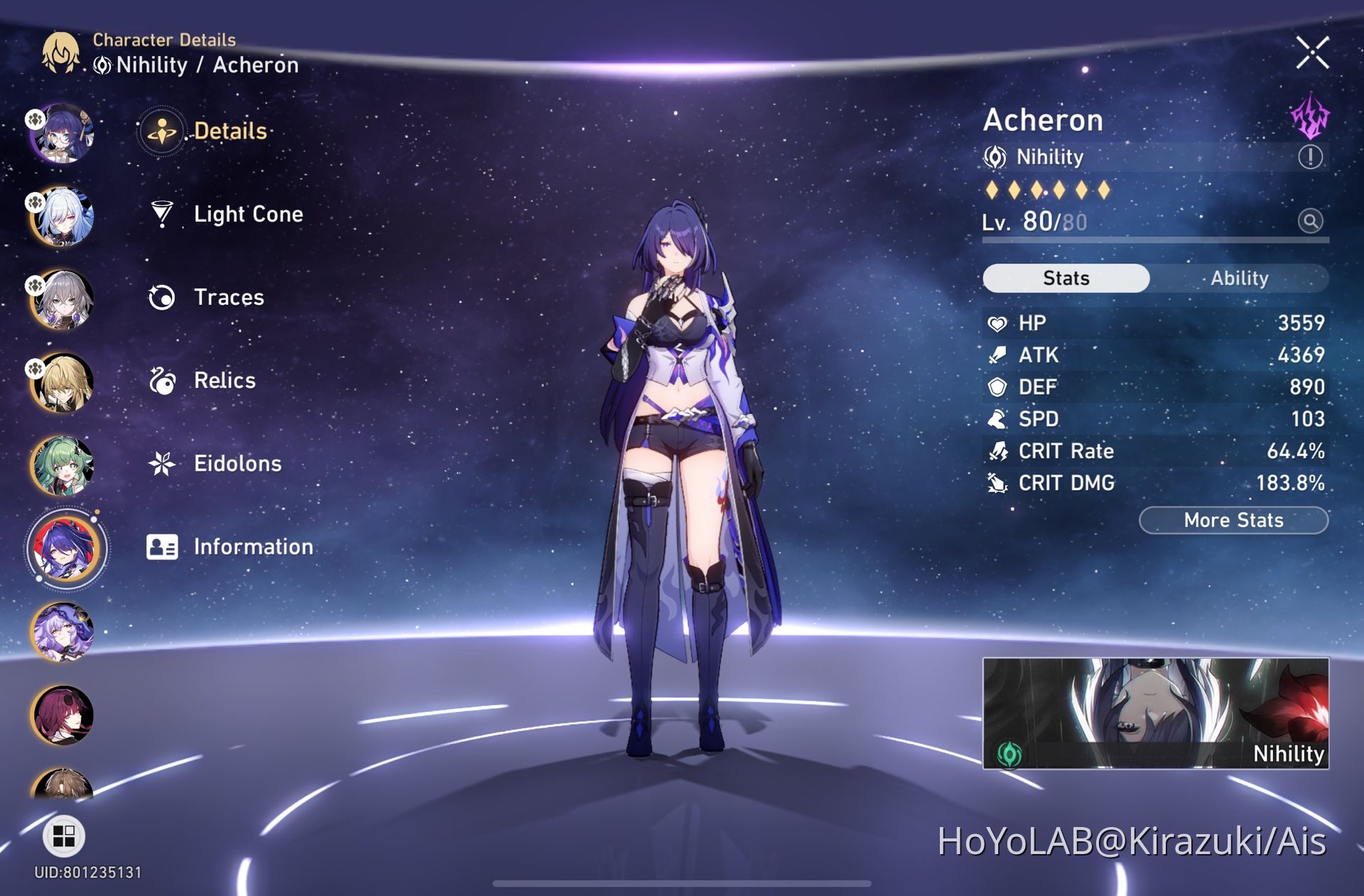 Acheron Build with different Planar relics Honkai: Star Rail | HoYoLAB
