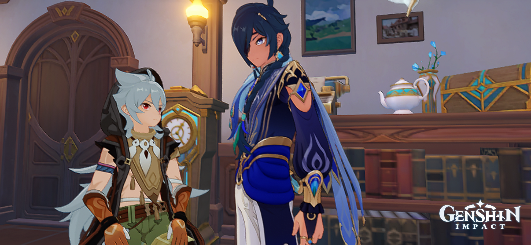 Kaeya is pulling a cool side glance, and Razor side glancing Kaeya ...