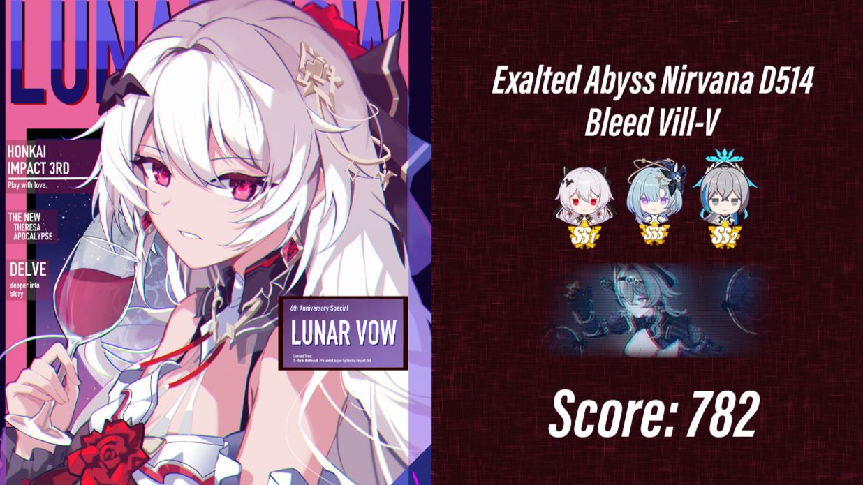 EX Abyss Nirvana - Bleed Vill-V D514 (782 Pts) LV (SS1)/HoTr (SS2)/CE (SSS) Honkai Impact 3rd ...