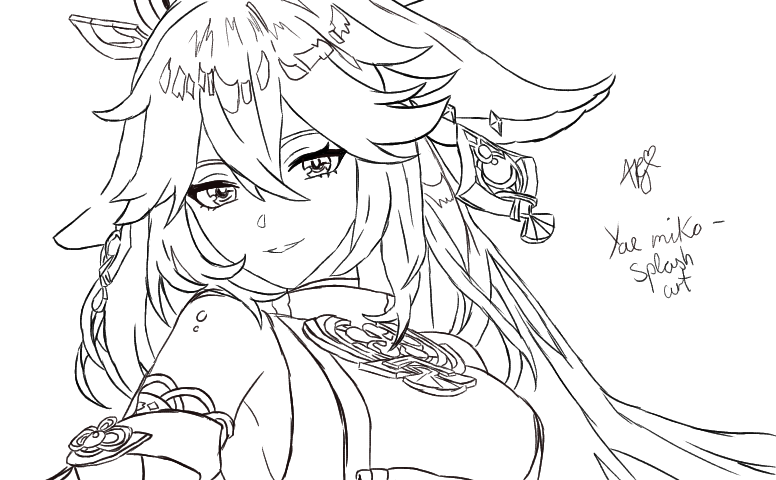 Yae Miko splash art drawing :)) Genshin Impact | HoYoLAB