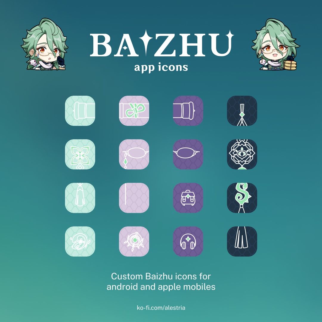 Baizhu’s Healing Icons! Free Sample @Alestria on Ko-Fi Genshin Impact ...