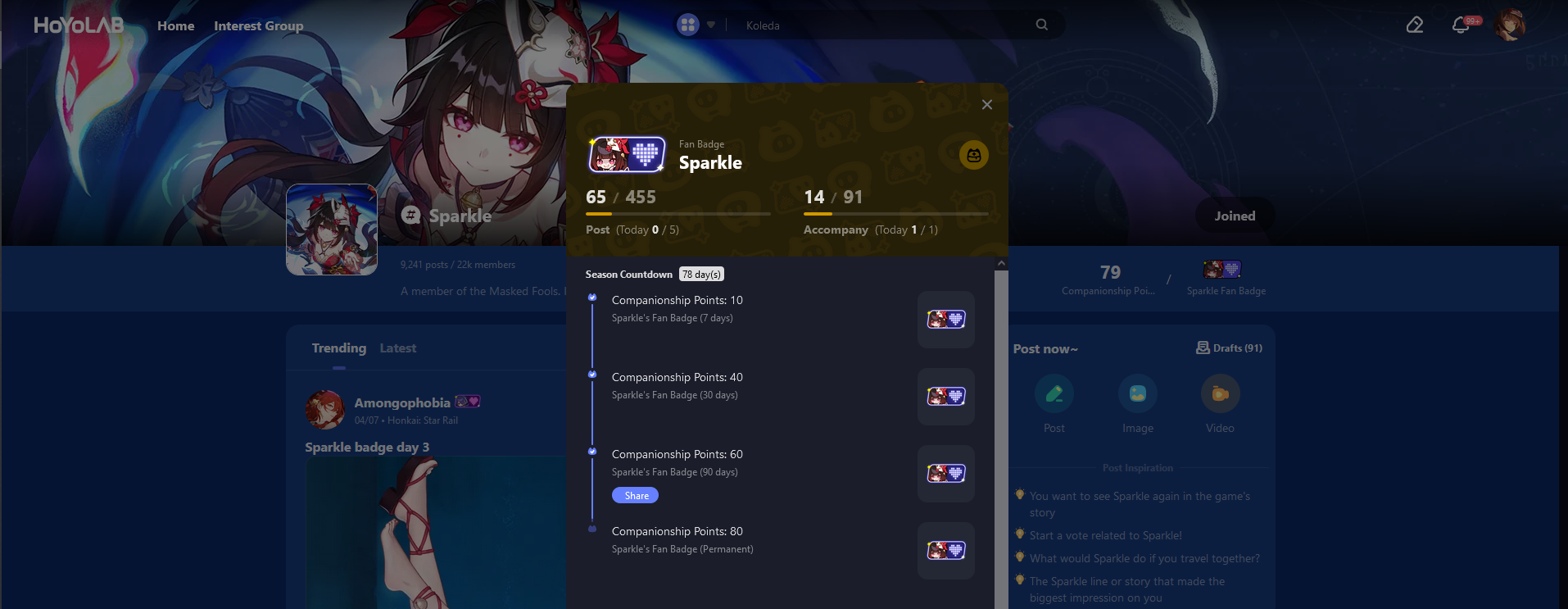 Permanent Sparkle Badge Achieved Honkai: Star Rail | HoYoLAB