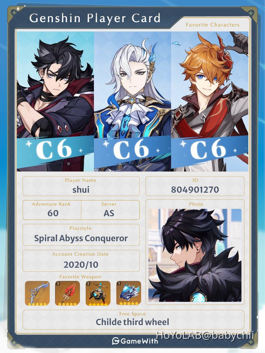 My Genshin player card Genshin Impact | HoYoLAB