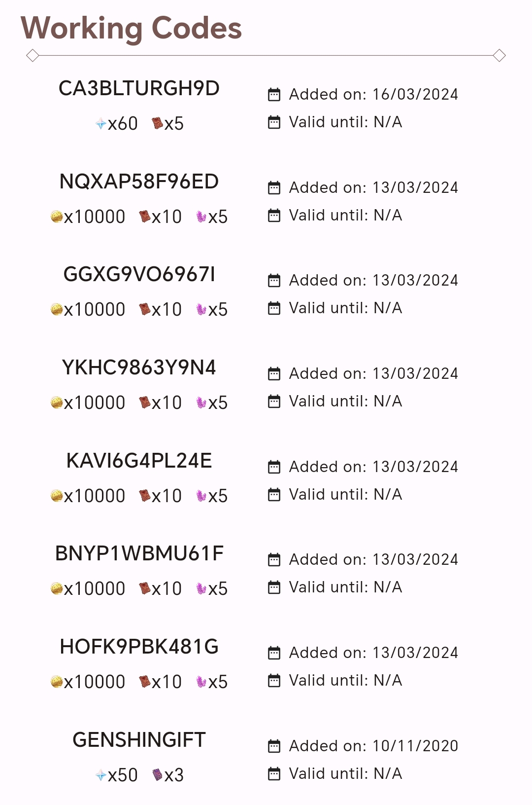 Redeemed codes hope it helps!! Genshin Impact | HoYoLAB