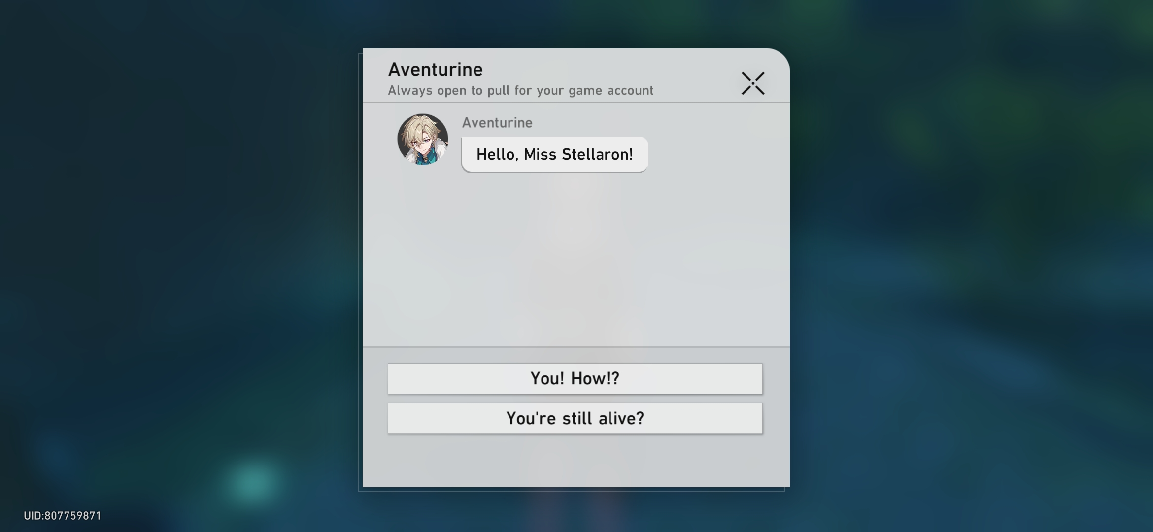 Text message from Aventurine Honkai: Star Rail | HoYoLAB