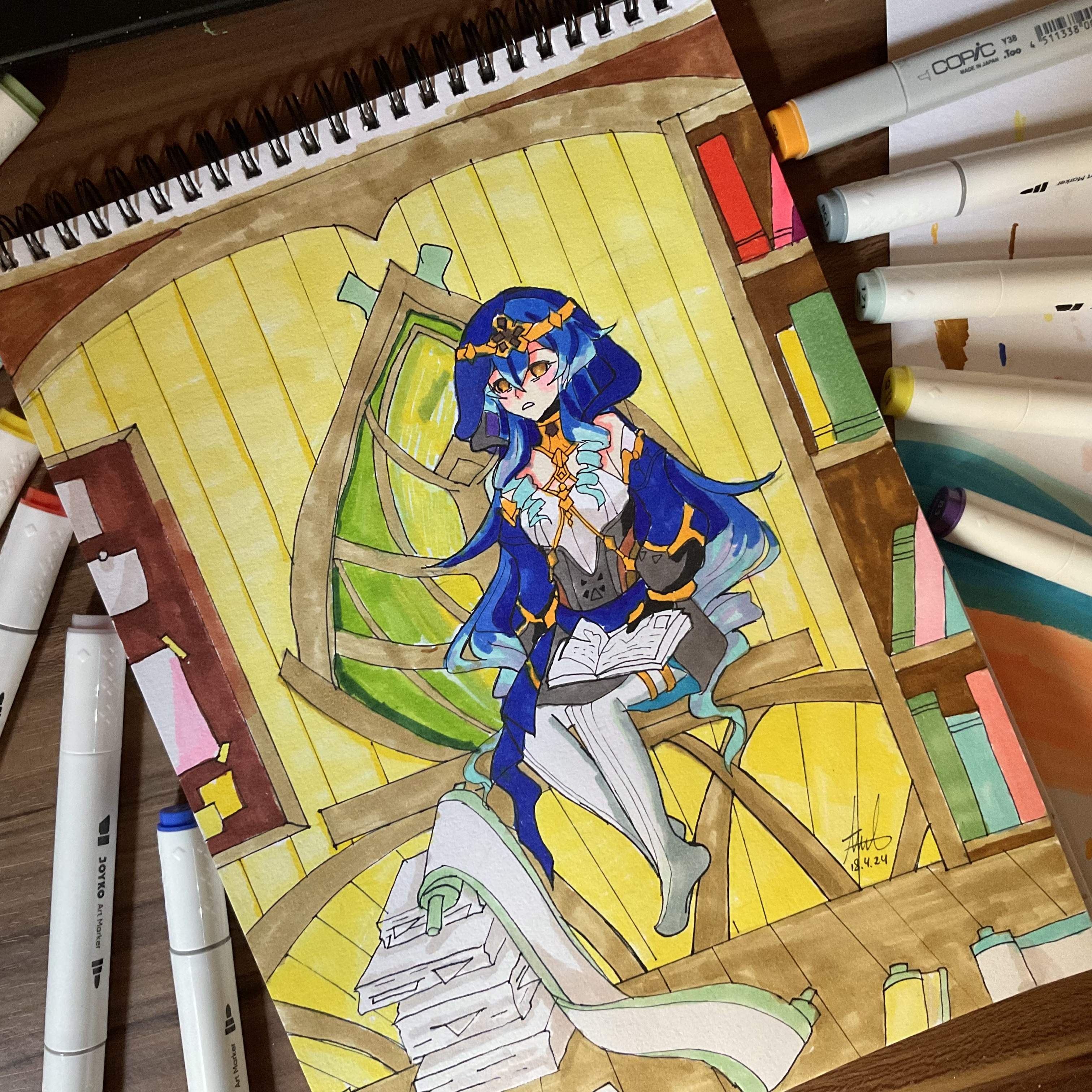 I tried to draw layla on my sketchbook Genshin Impact | HoYoLAB
