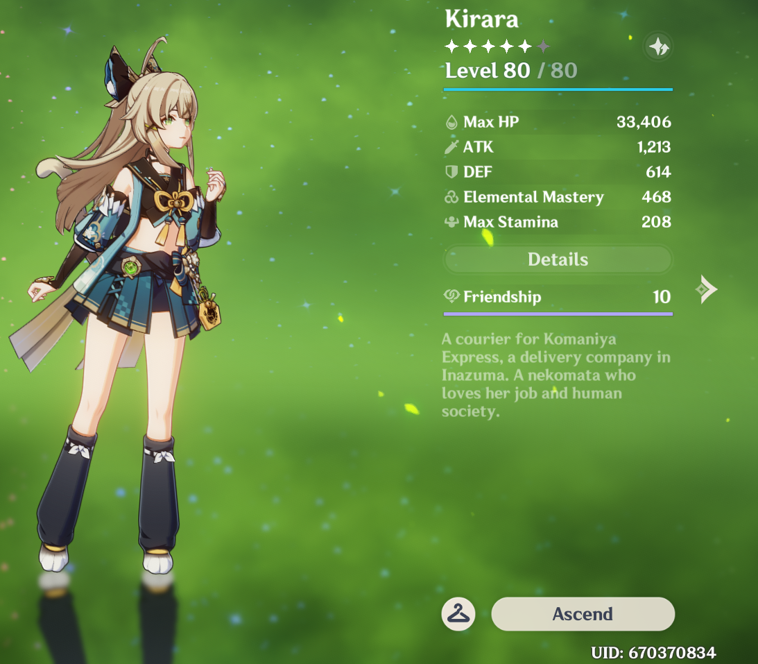 My Kirara build Genshin Impact | HoYoLAB