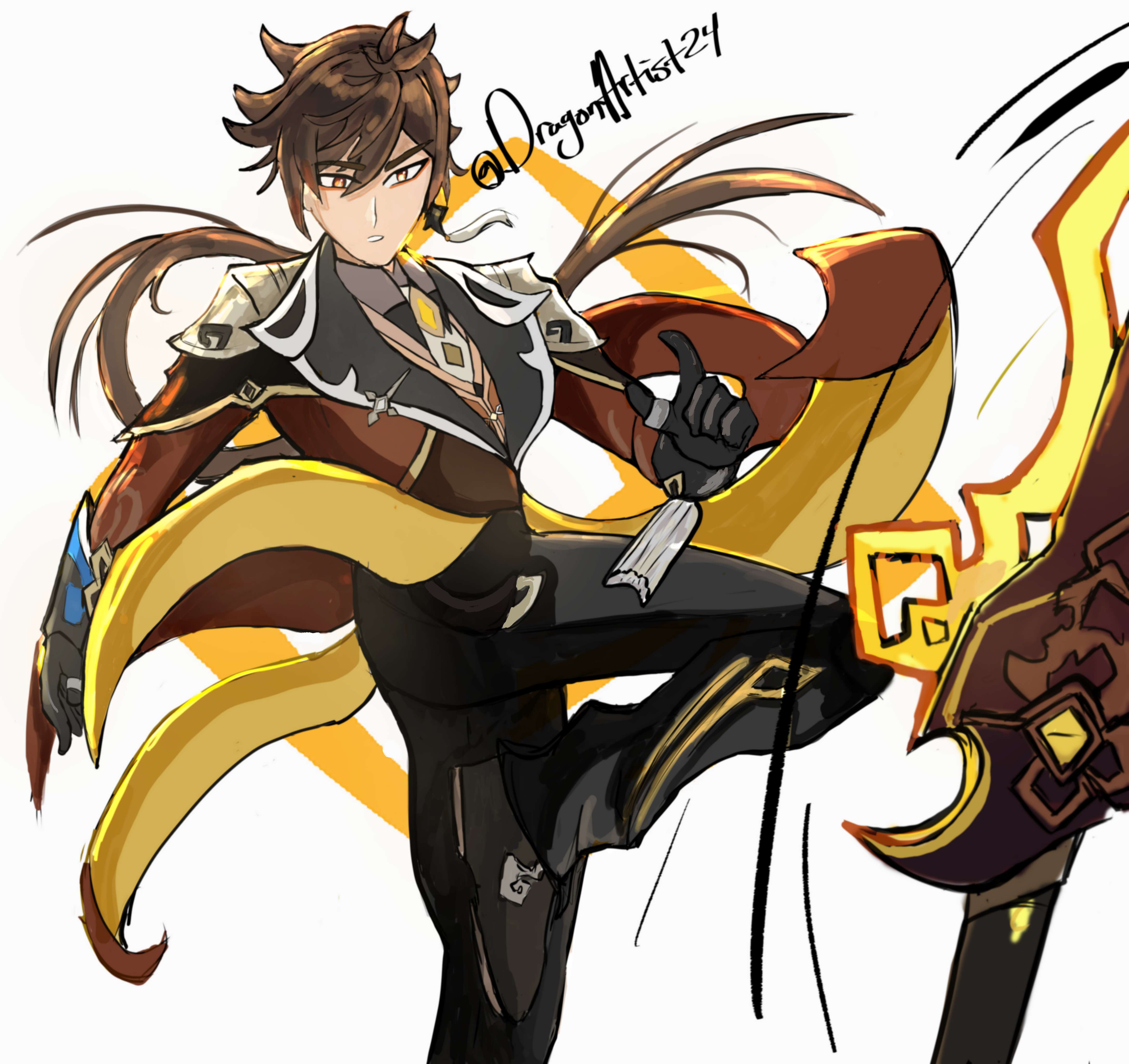 I drew Zhongli kicking his polearm Genshin Impact | HoYoLAB