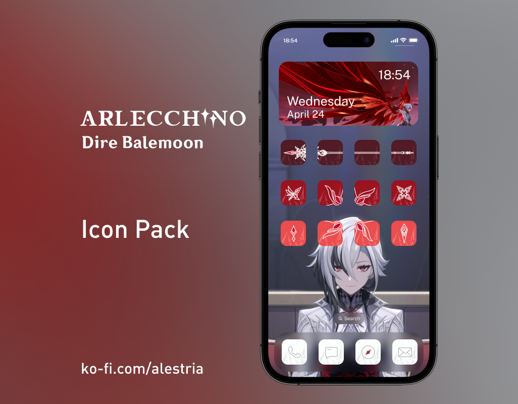Unleash Fatui Elegance with Arlecchino's Icon Pack! | Custom App Icon ...