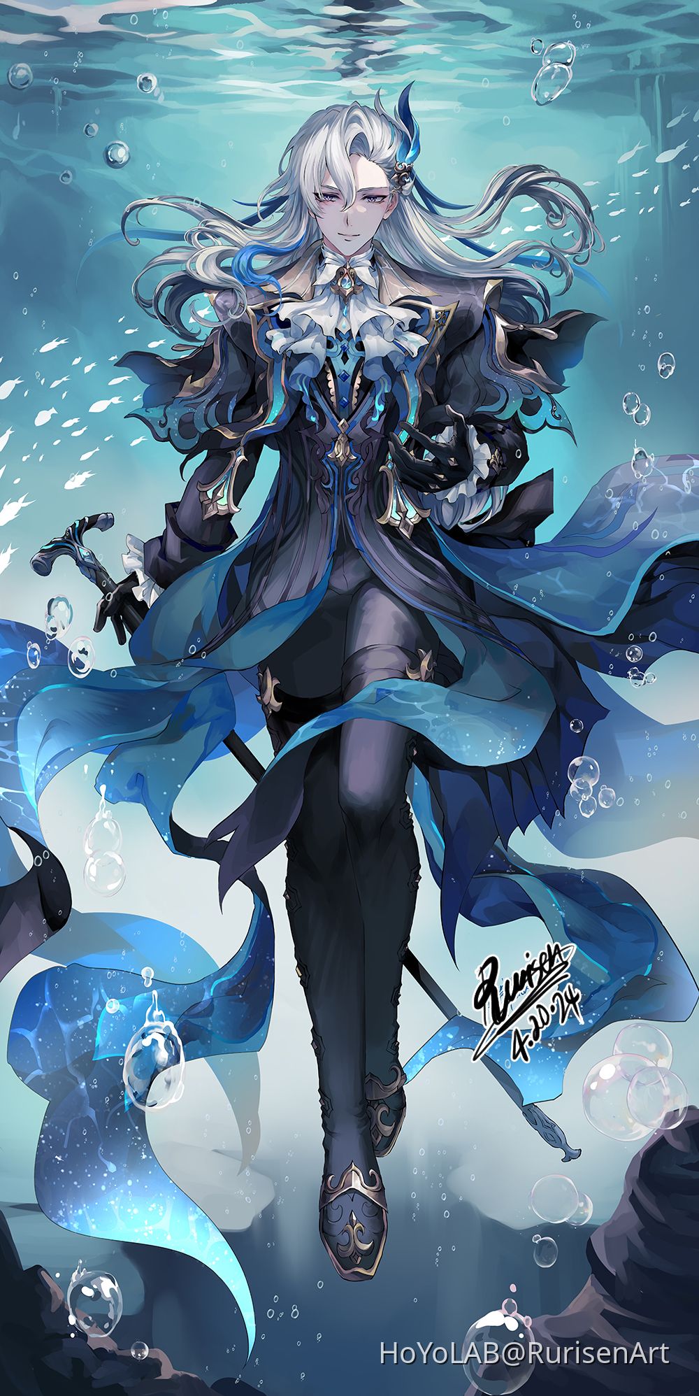 I drew Neuvillette fan art so I can get C1 of him on the last day of ...