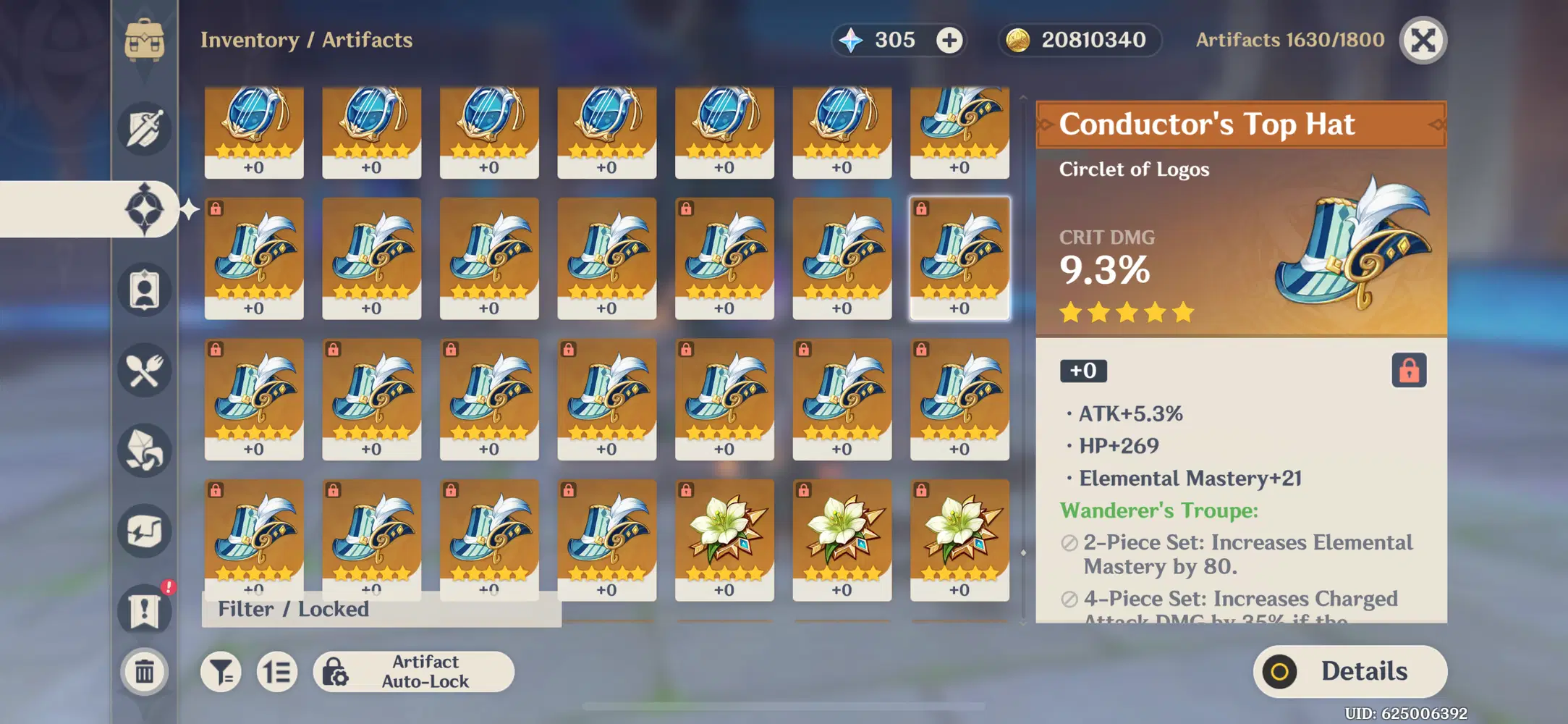 lock artifacts genshin