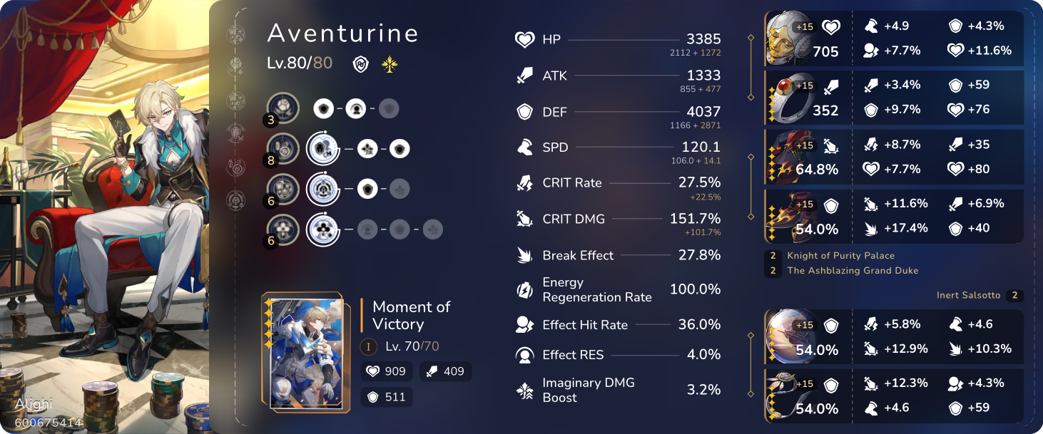 Rate my Aventurine build ^^ Honkai: Star Rail | HoYoLAB