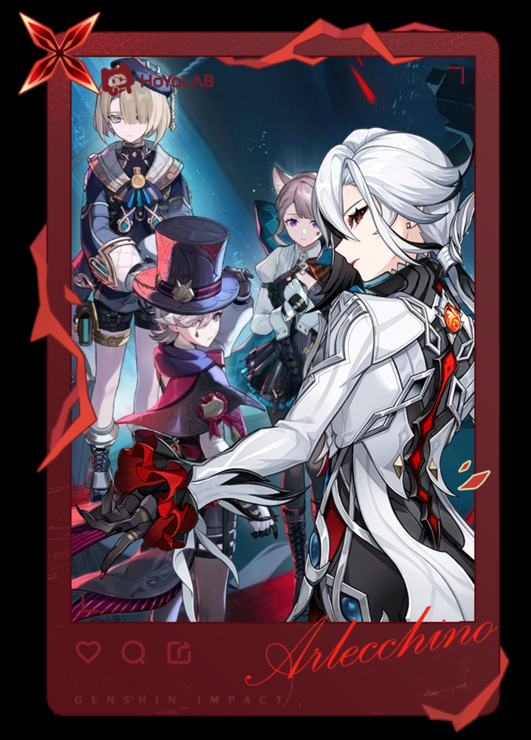 Father Arlecchino with her devoted children Lyney, Lynette, and ...