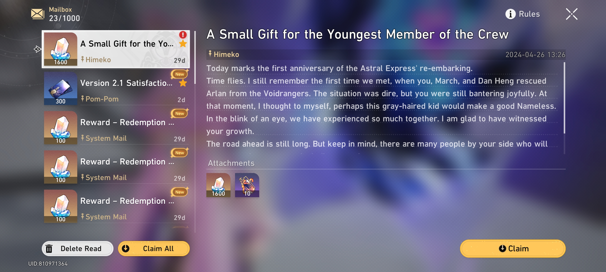 Hsr 1st anniversary Honkai: Star Rail | HoYoLAB