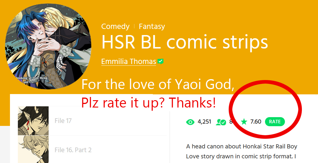 If you love my HSRBL comic strips, could you help me rate it up plz ...