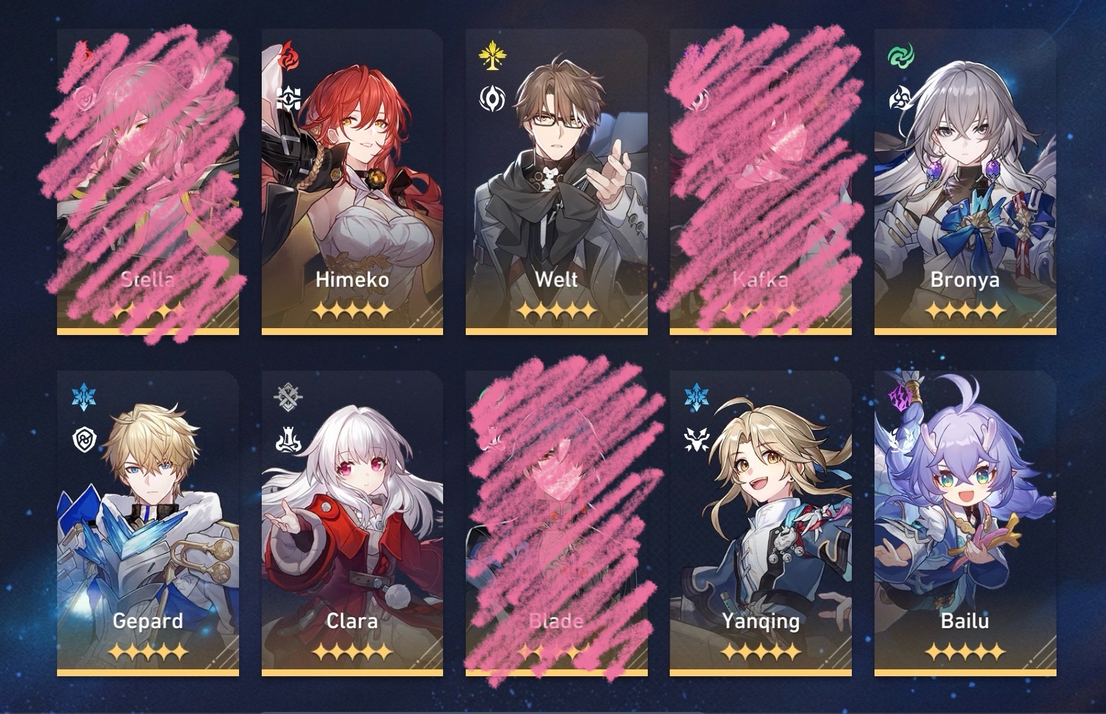 I officially have all standard 5* Honkai SR characters!! And it’s their ...