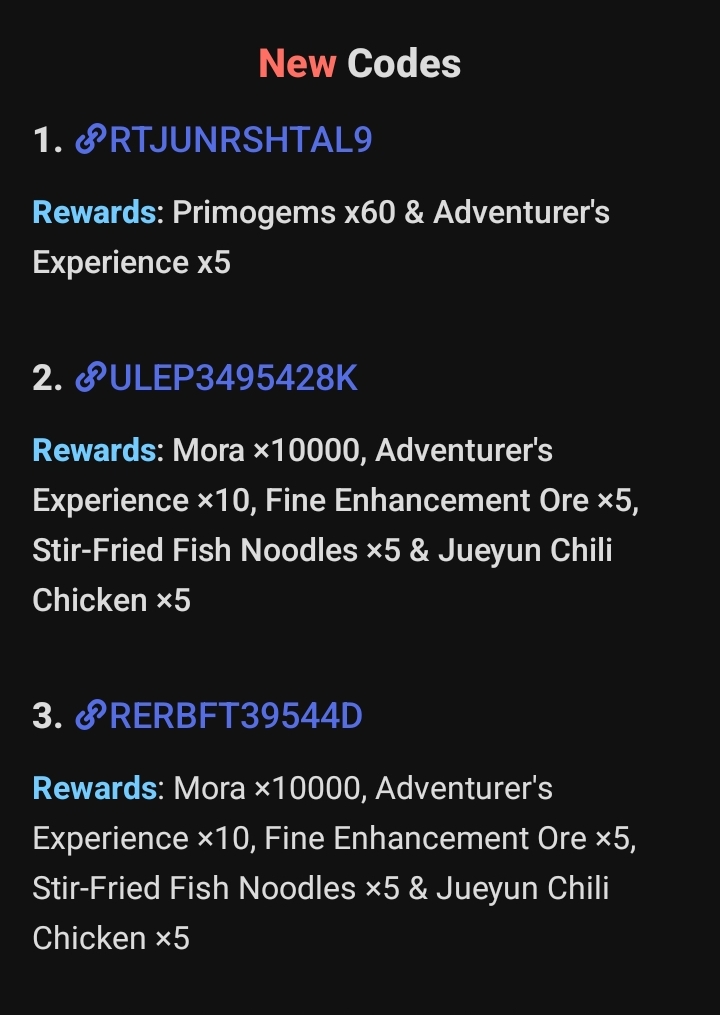 Here's the new codes. hope can help😊😘😊 Genshin Impact | HoYoLAB
