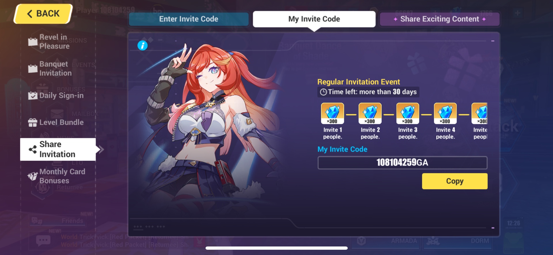 My invite code (Hi3) Honkai Impact 3rd | HoYoLAB