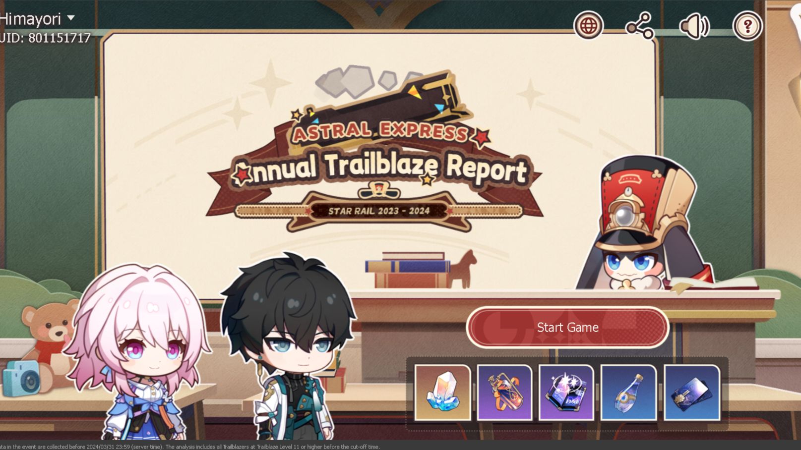 Honkai Star Rail | Web Event - Astral Express Annual Trailblaze Report Honkai: Star Rail | HoYoLAB