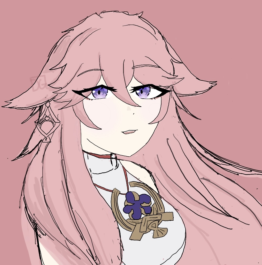 Miko sketch Genshin Impact | HoYoLAB