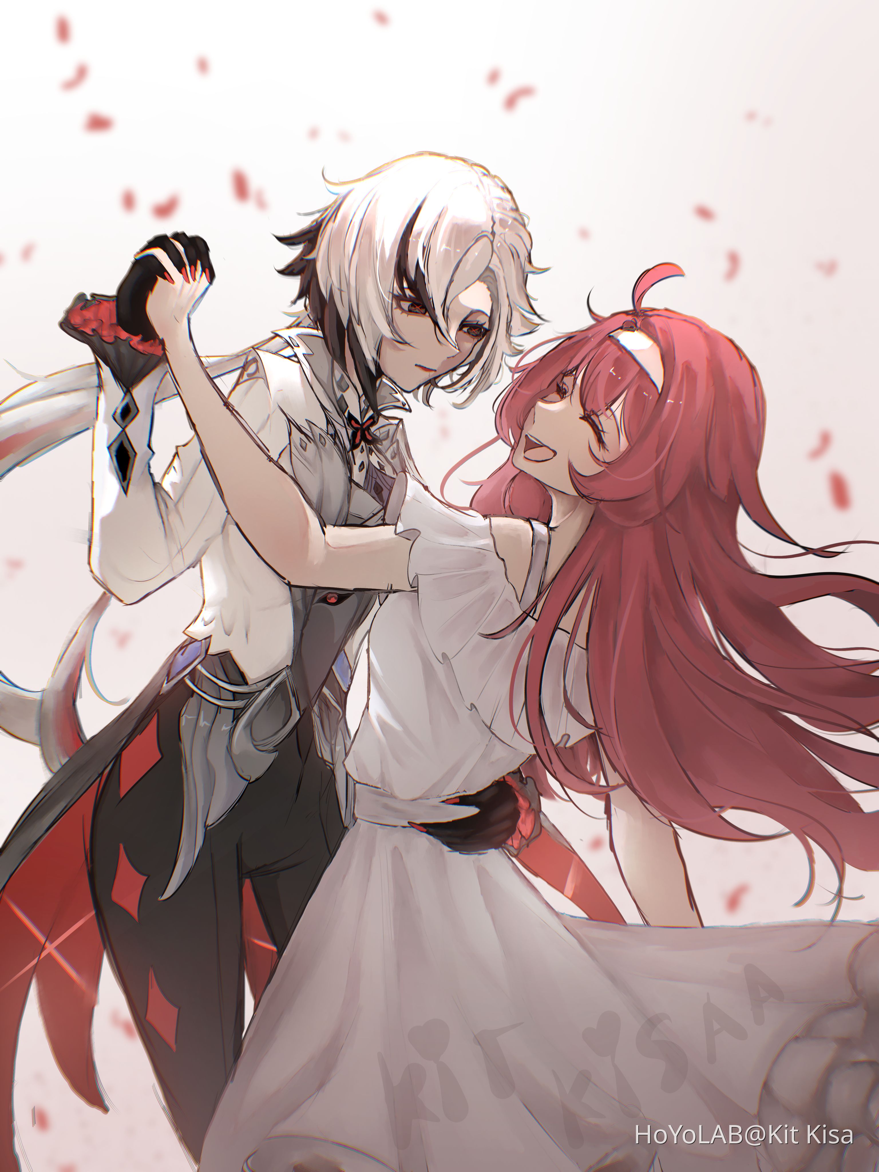 "One last dance." ️🖤🤍 Arlecchino and Clervie FanArt Genshin Impact ...