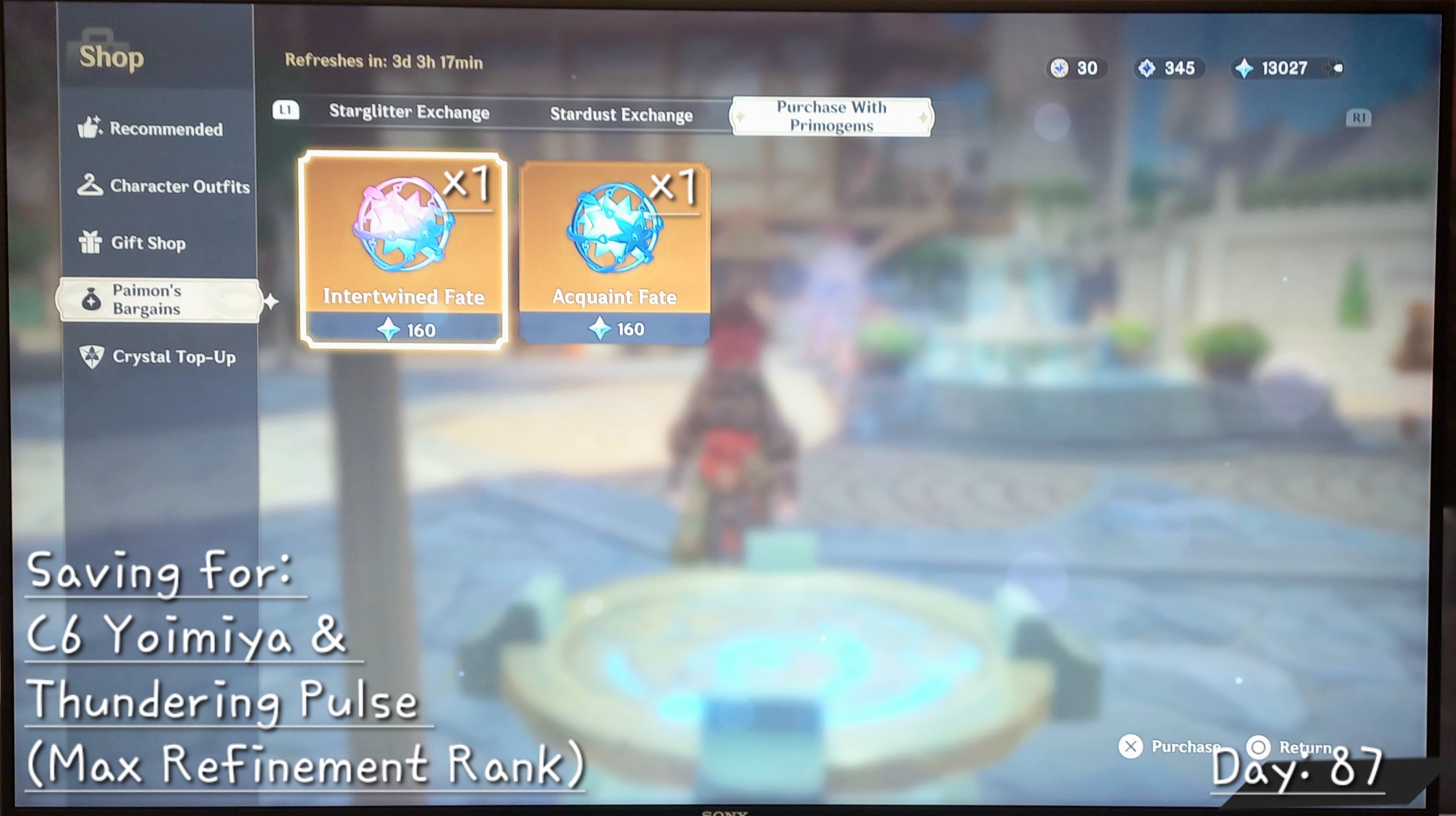 Saving for C6 Yoimiya & Thundering Pulse (Max Refinement Rank) Day: 87 ...