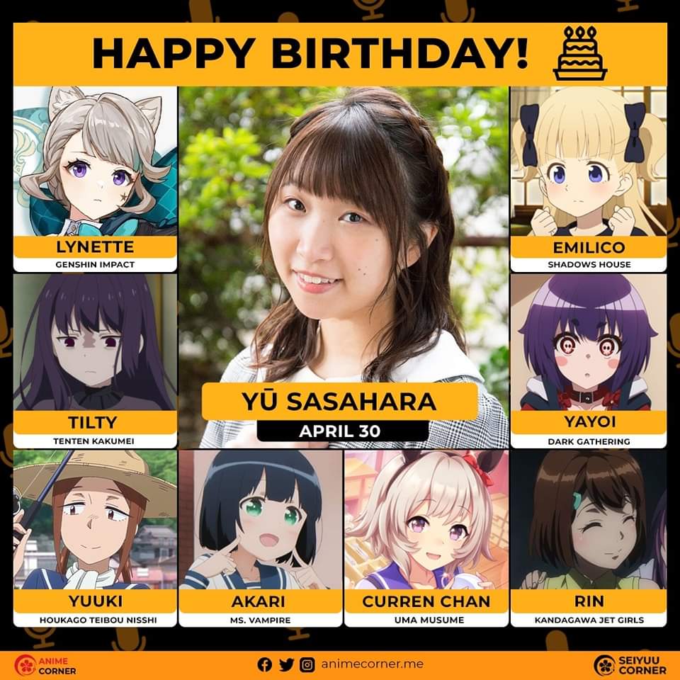 #Genshin HAPPY BIRTHDAY 🎉 SASAHARA YUU (篠原 侑) - CV của LYNETTE :3 ...