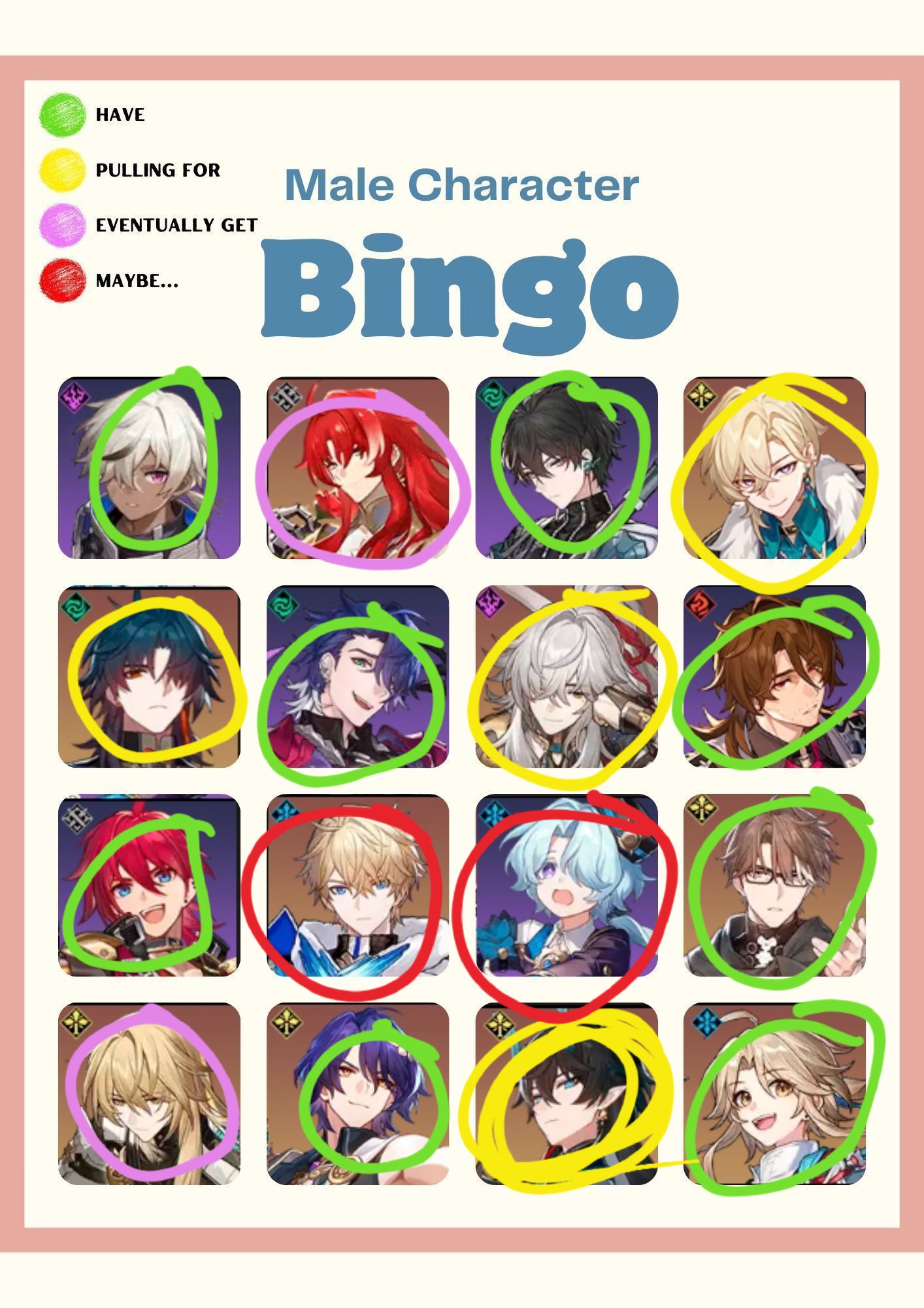 Honkai Male Bingo Honkai: Star Rail | HoYoLAB