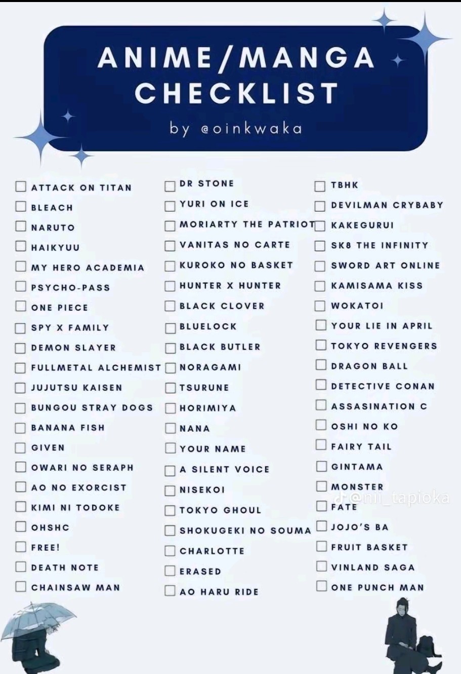 anime/manga checklist | HoYoLAB
