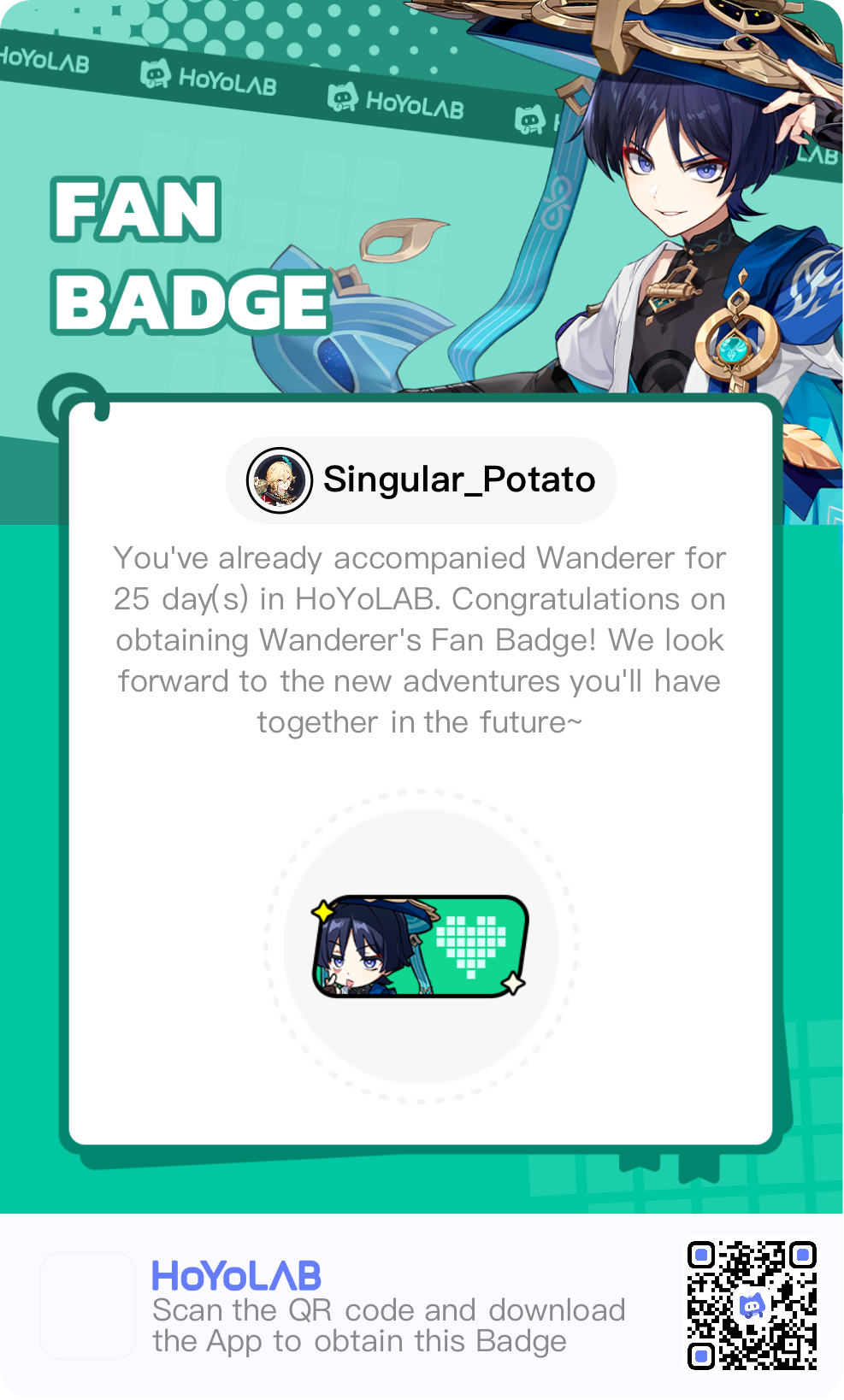 Wanderer Fan Badge (Day 4) Genshin Impact | HoYoLAB