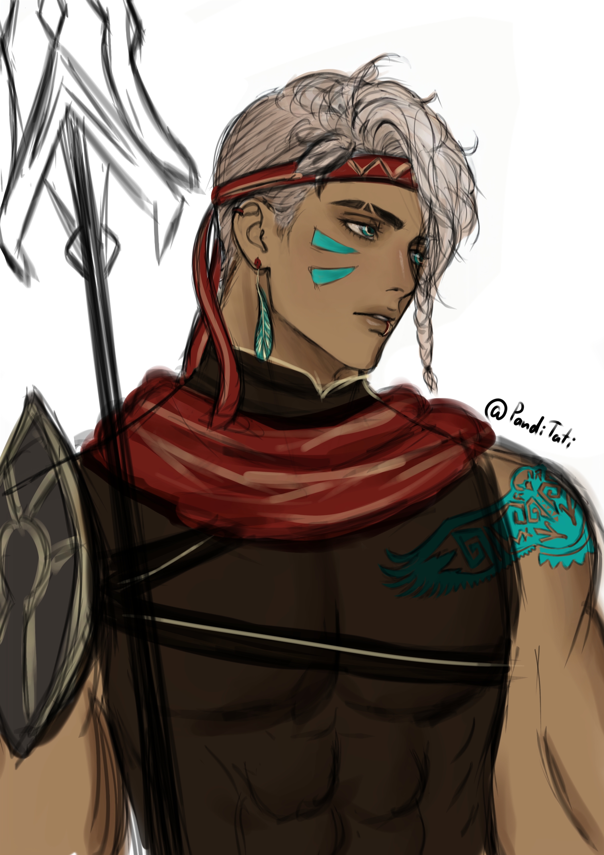 Quick messy sketch of, idk, anemo OC? We need anemo man as much as ...