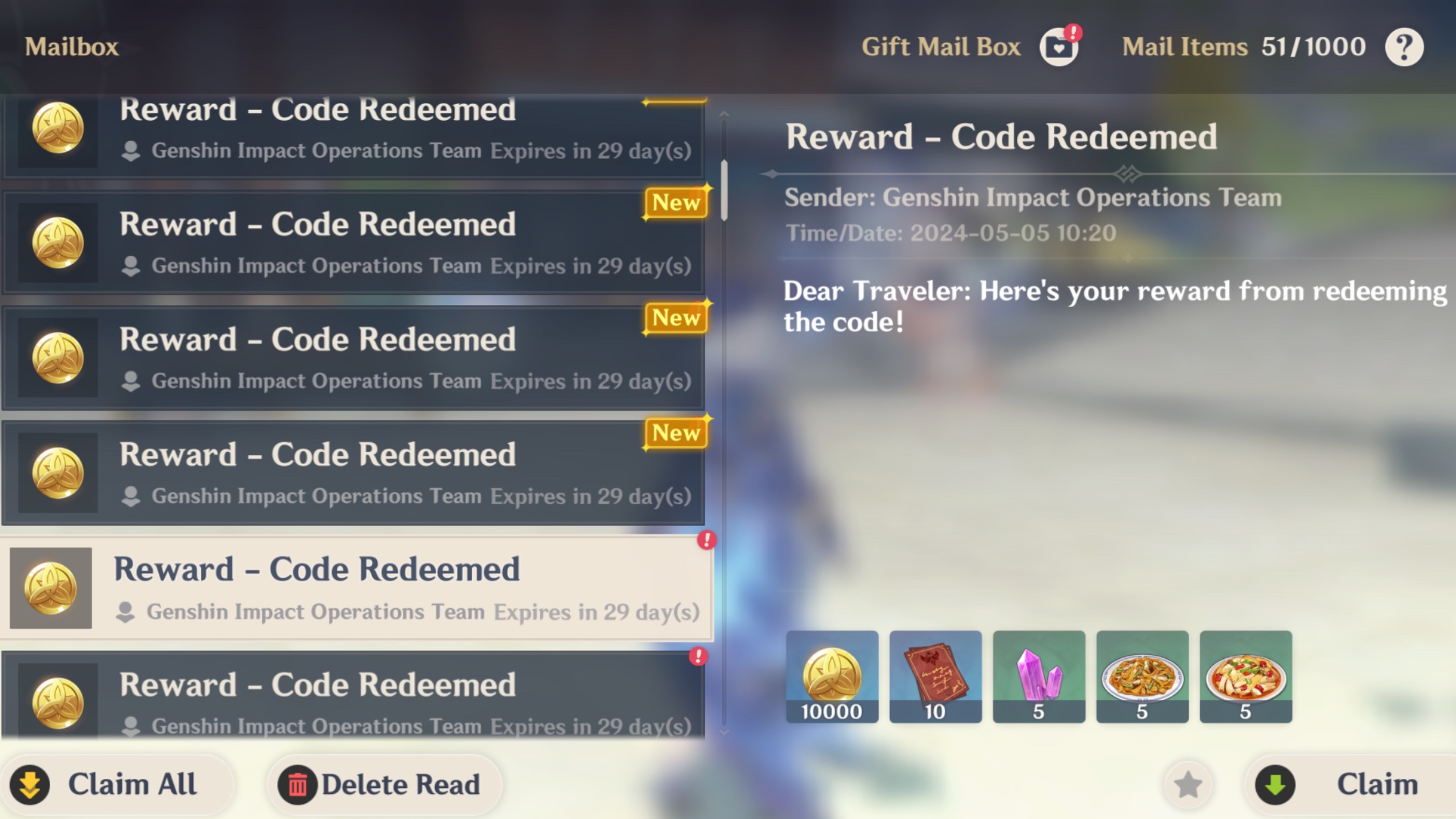 New redeem codes (hero wits + food + mora) Genshin Impact | HoYoLAB