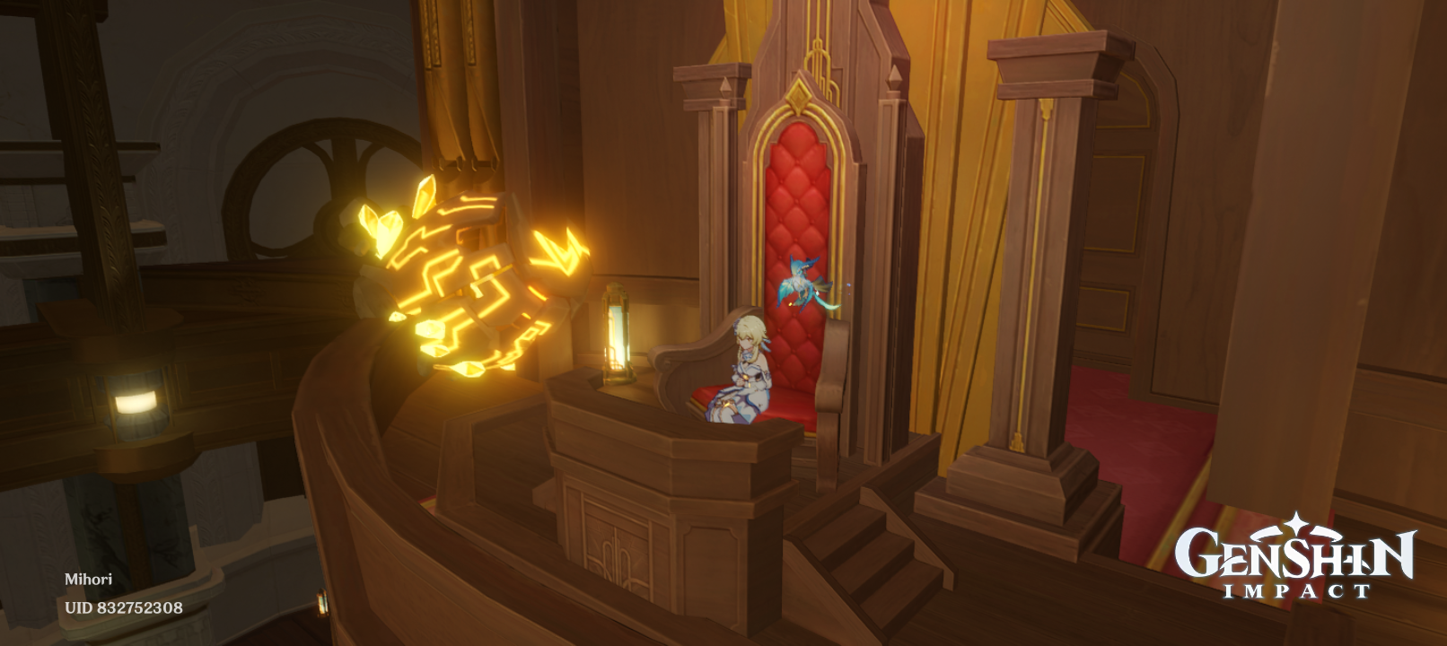 I used Geo Traveler to sit on Neuvillete's chair in the opera Genshin ...