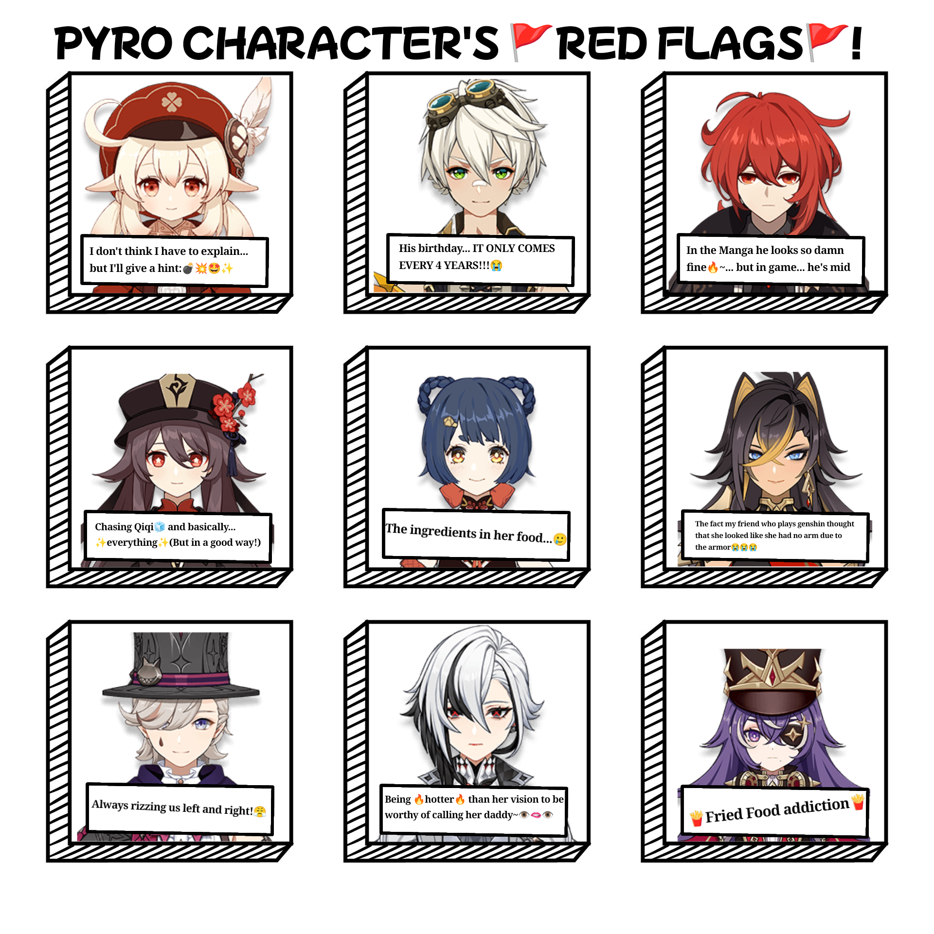 CHARACTER'S 🚩RED FLAGS 🚩! (🔥PYRO EDITION🔥) Genshin Impact | HoYoLAB