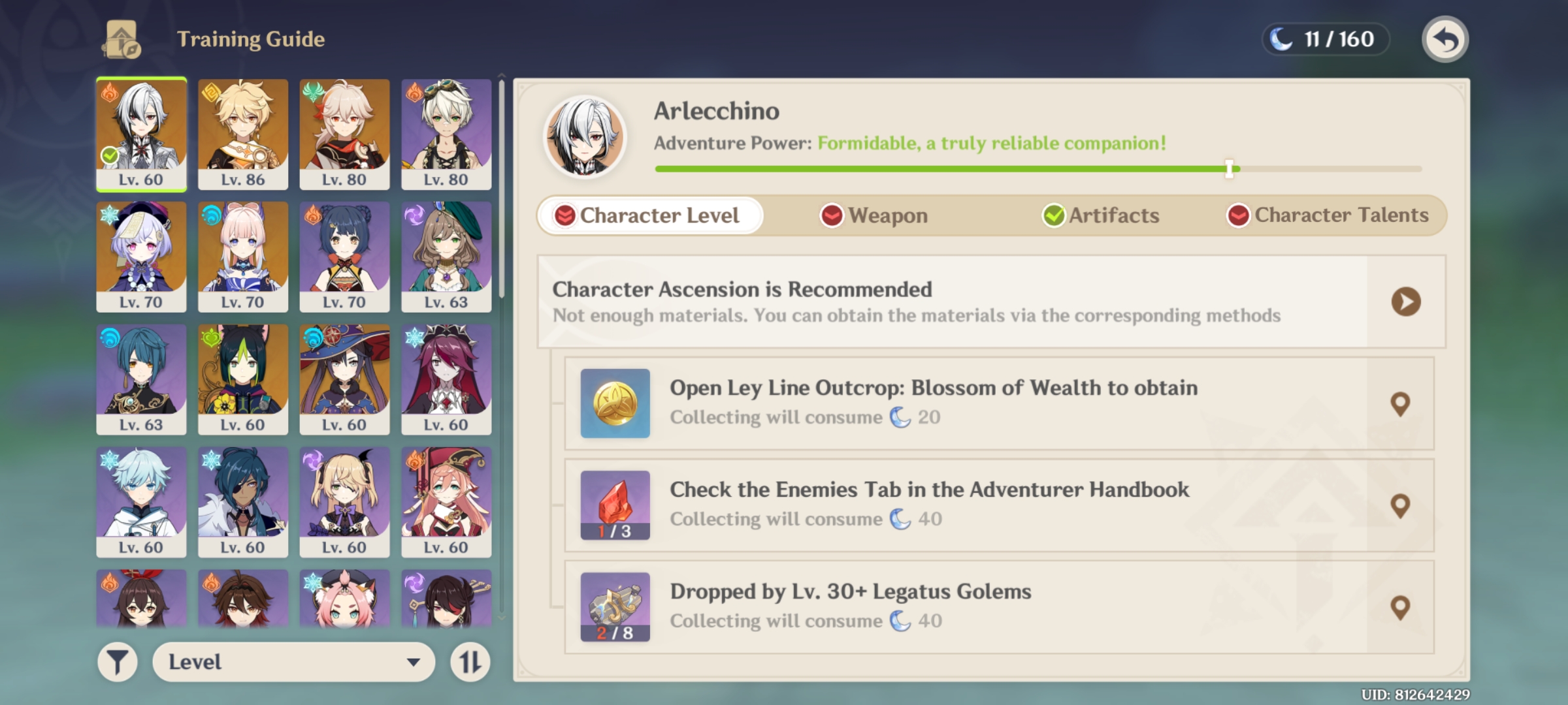 I don't think the "Training Guide" works Genshin Impact | HoYoLAB