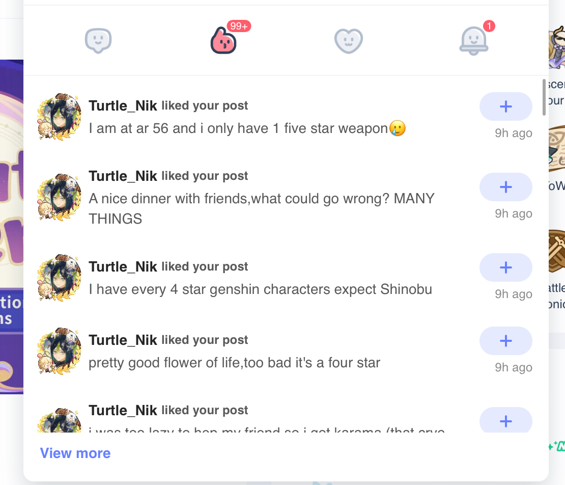 A big thank you to @Turtle_Nik (on hoyolab) for liking almost or every post (idk I have too many ...
