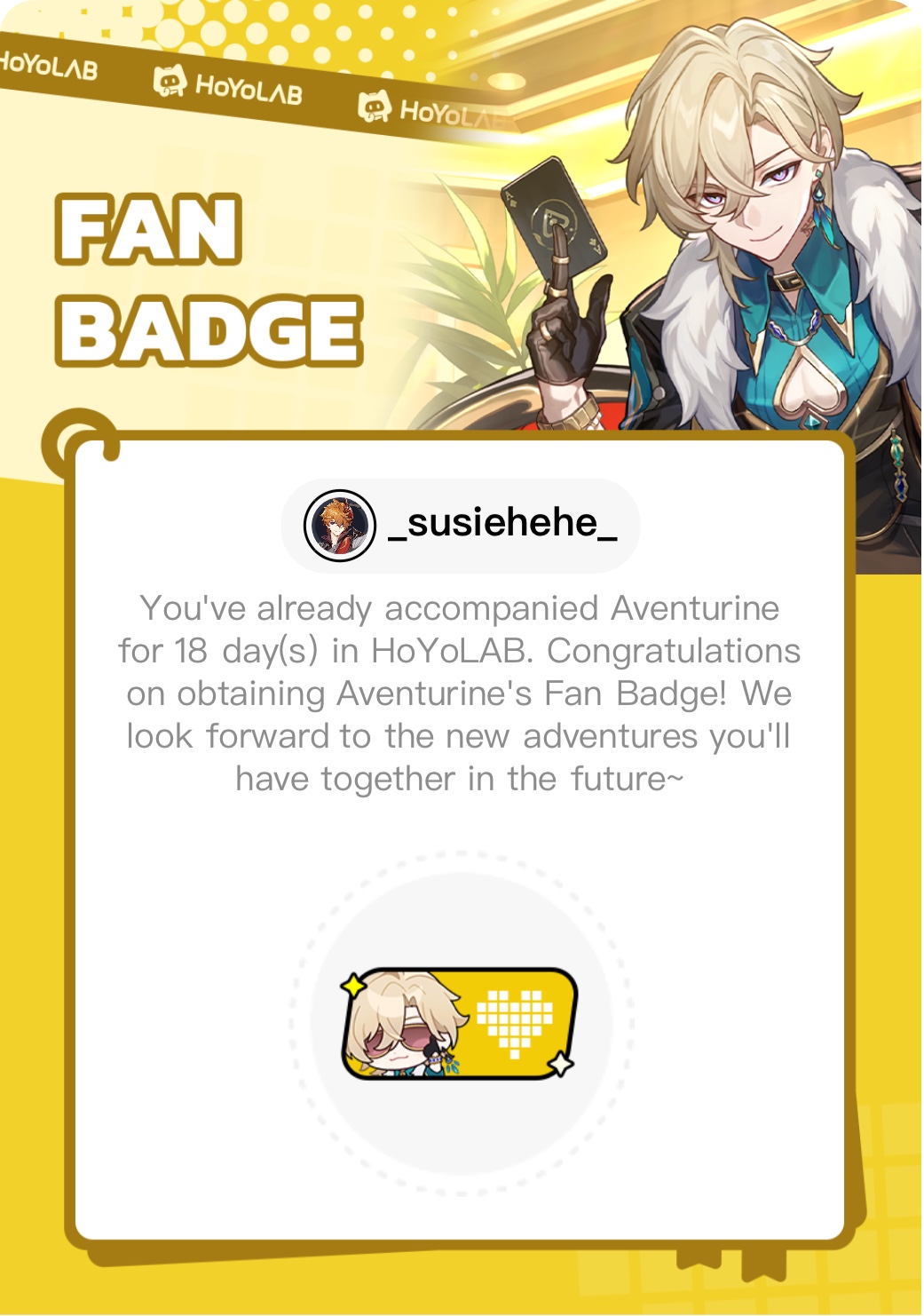 I got your permanent fan badge!!! 🍀🦚 Honkai: Star Rail | HoYoLAB