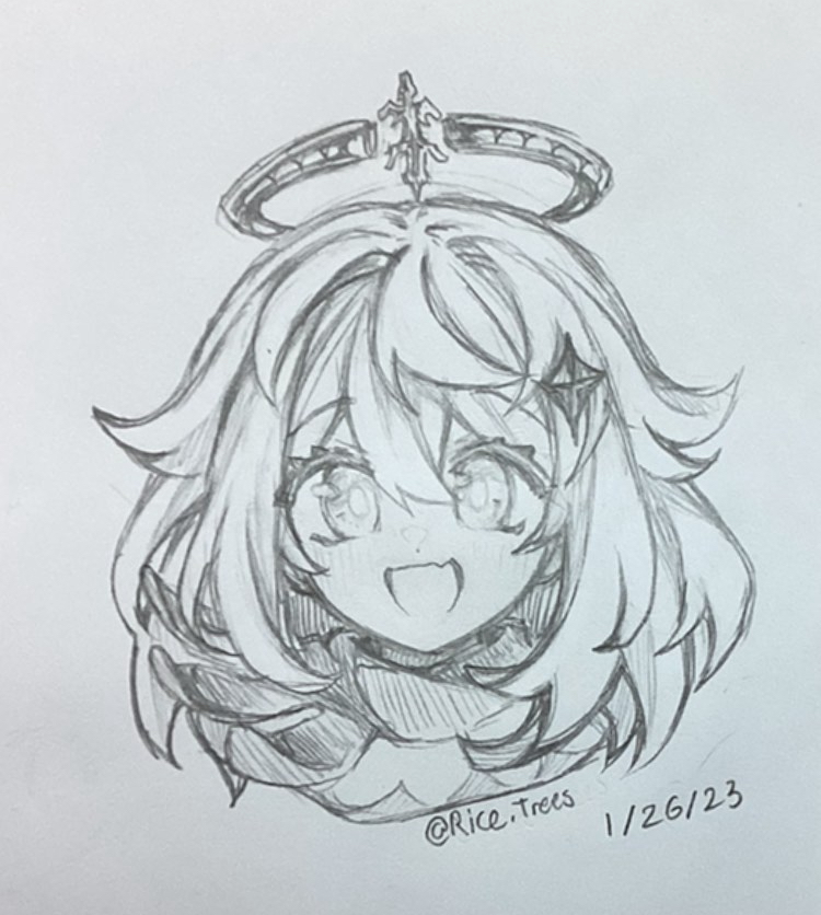 Old Paimon drawing! (My very first piece of genshin fanart) Genshin ...