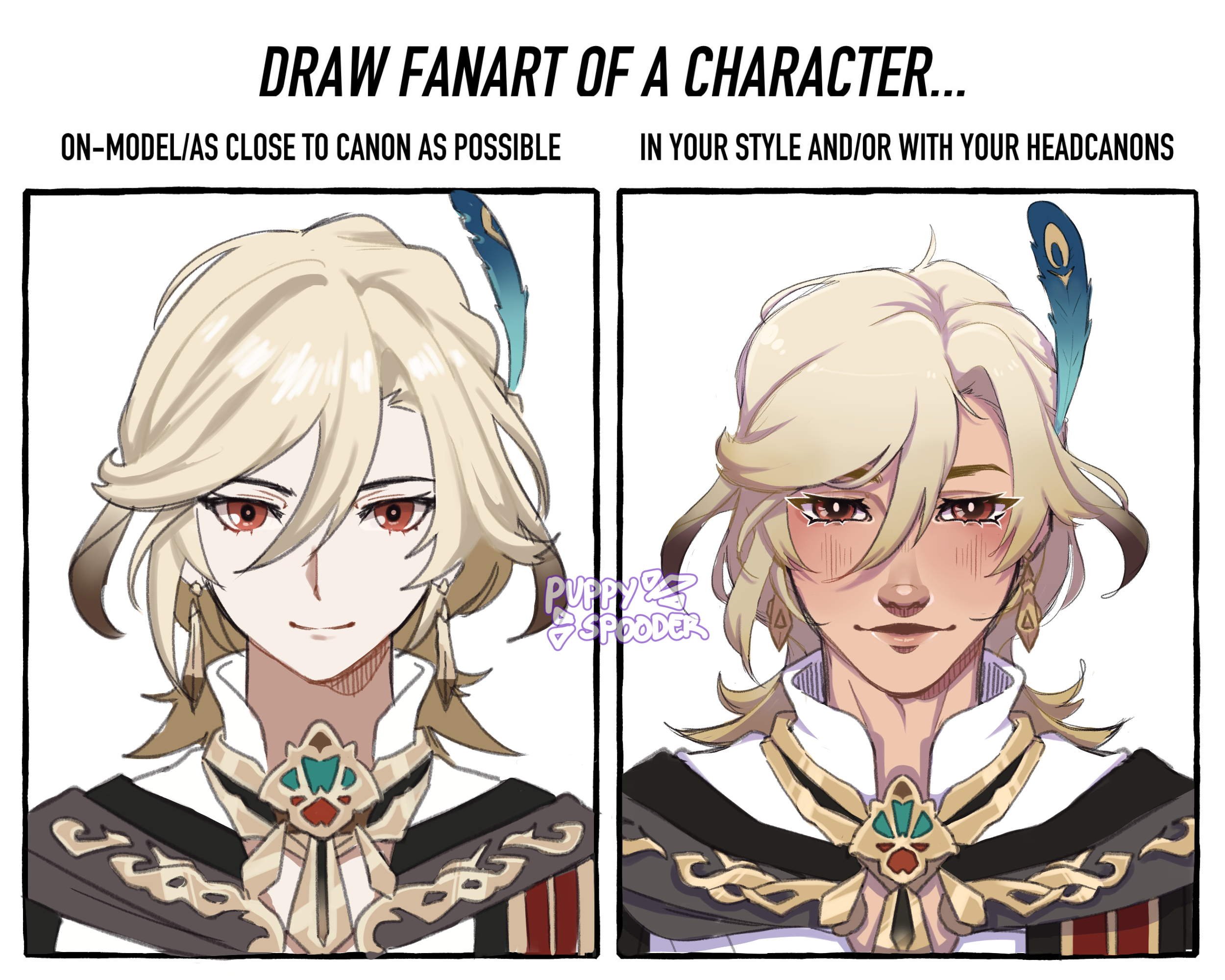 How I draw Genshin chars: Kaveh & Diluc! Genshin Impact | HoYoLAB
