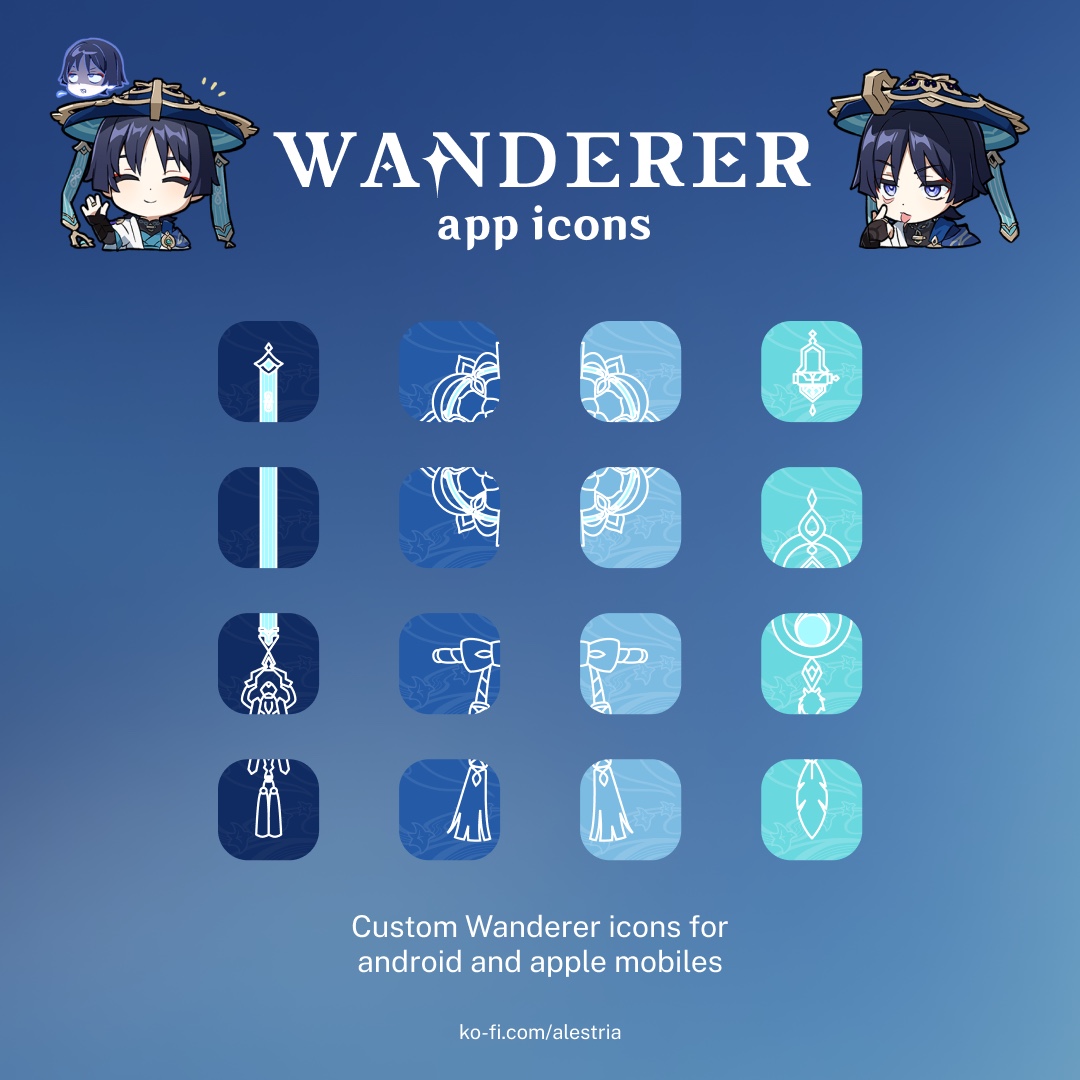 Wanderer’s Icons Ready! Free Sample @Alestria on Ko-Fi Genshin Impact ...