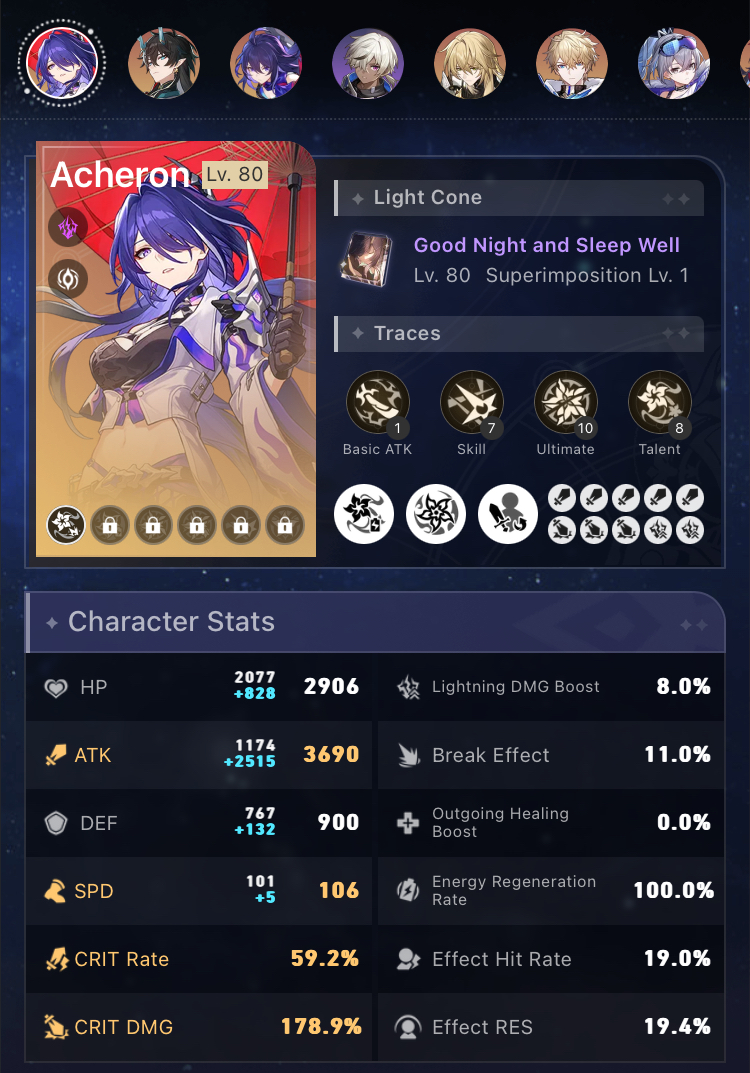 Best crit rate for E1 Acheron? Honkai: Star Rail | HoYoLAB