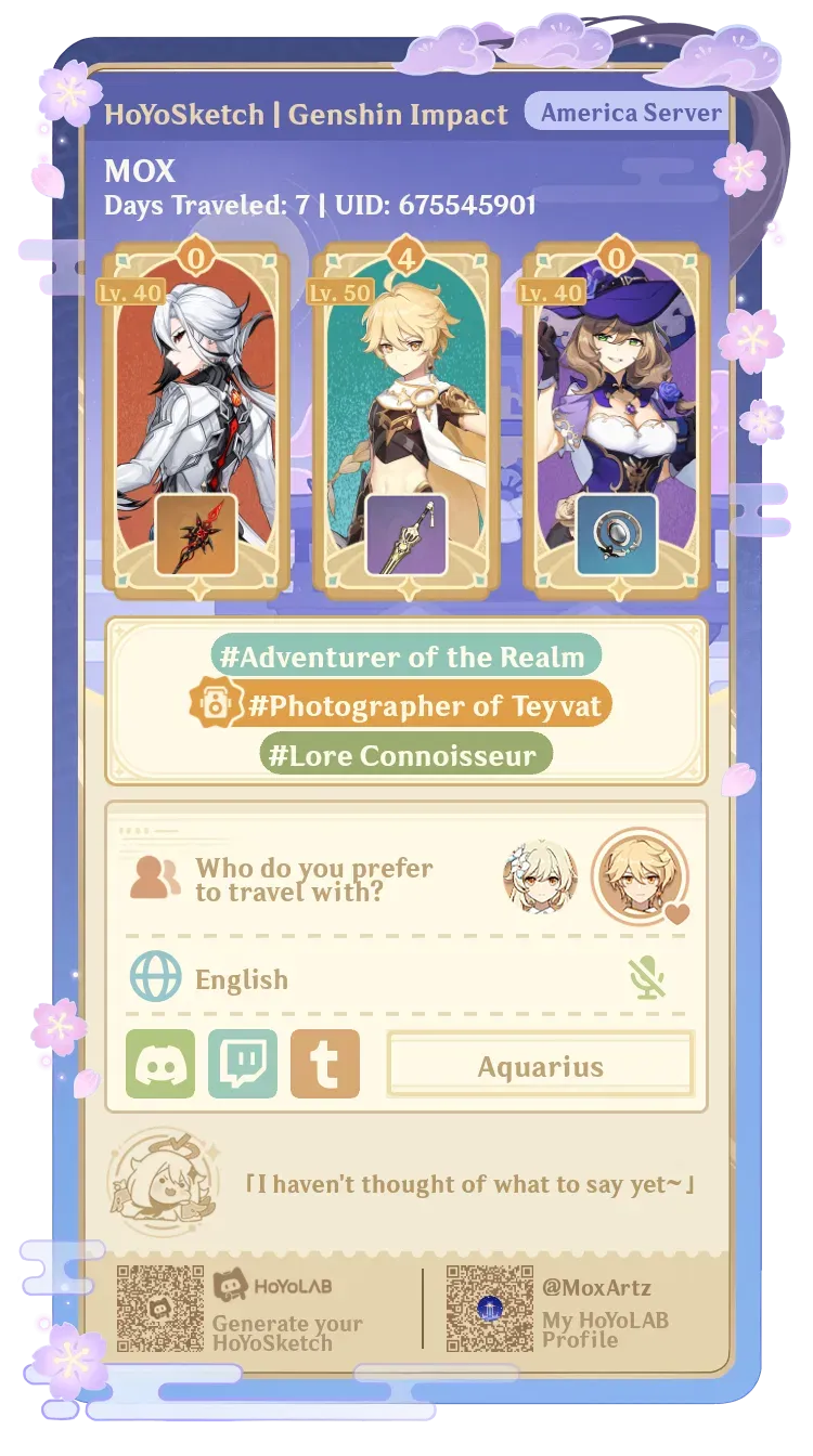 my profile card ! Genshin Impact | HoYoLAB