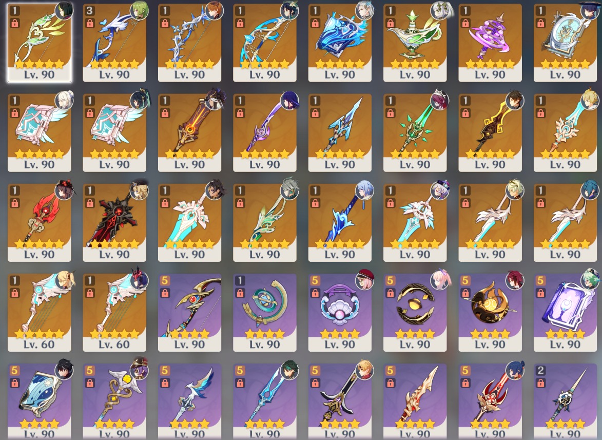 weapon's showcase (updated) Genshin Impact | HoYoLAB