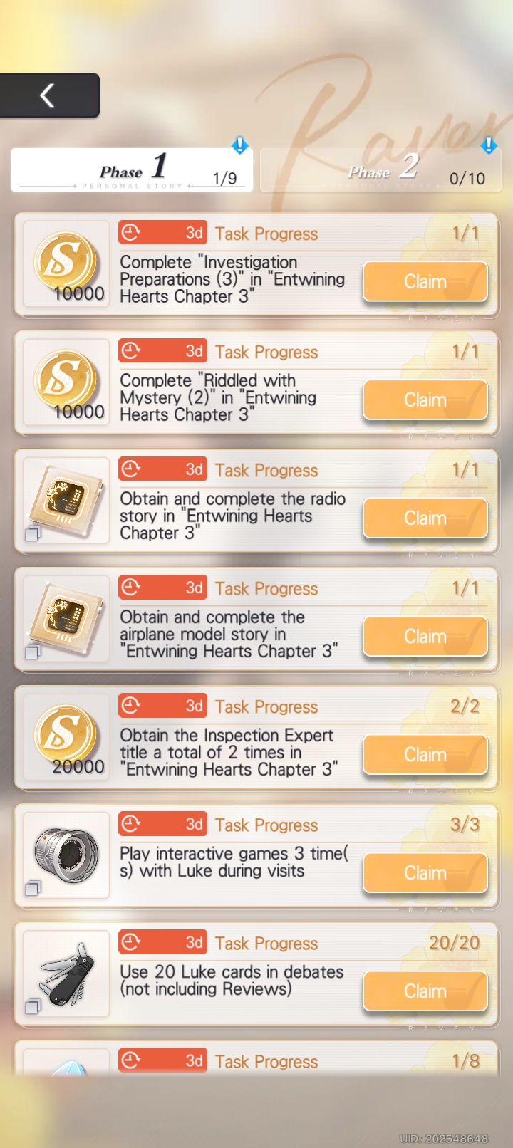 Luke event All completed just 2 to go 👀 ️ Tears of Themis | HoYoLAB