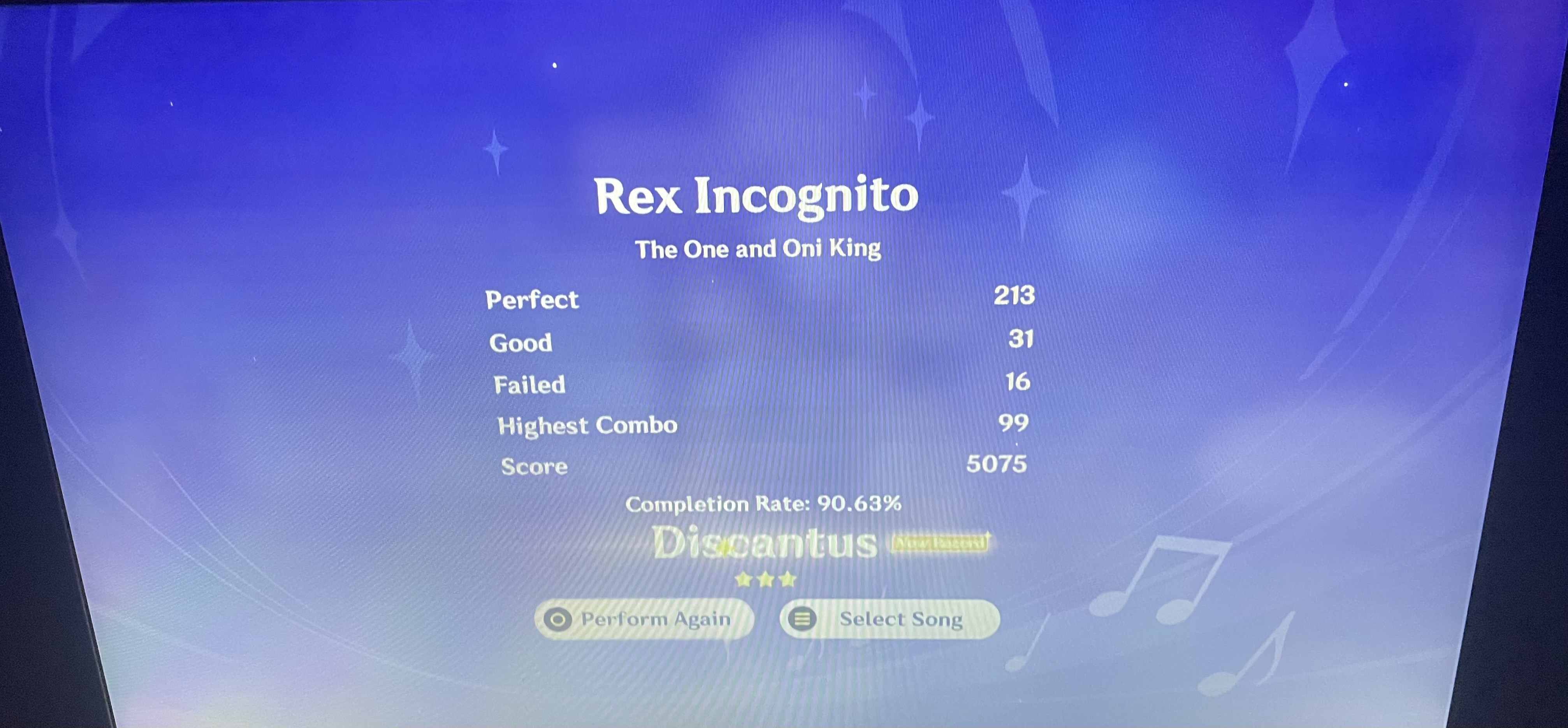 I NOW ACHIEVED DISCANTUS FOR THE ONE AND ONI KING ON REX INCOGNITO ...