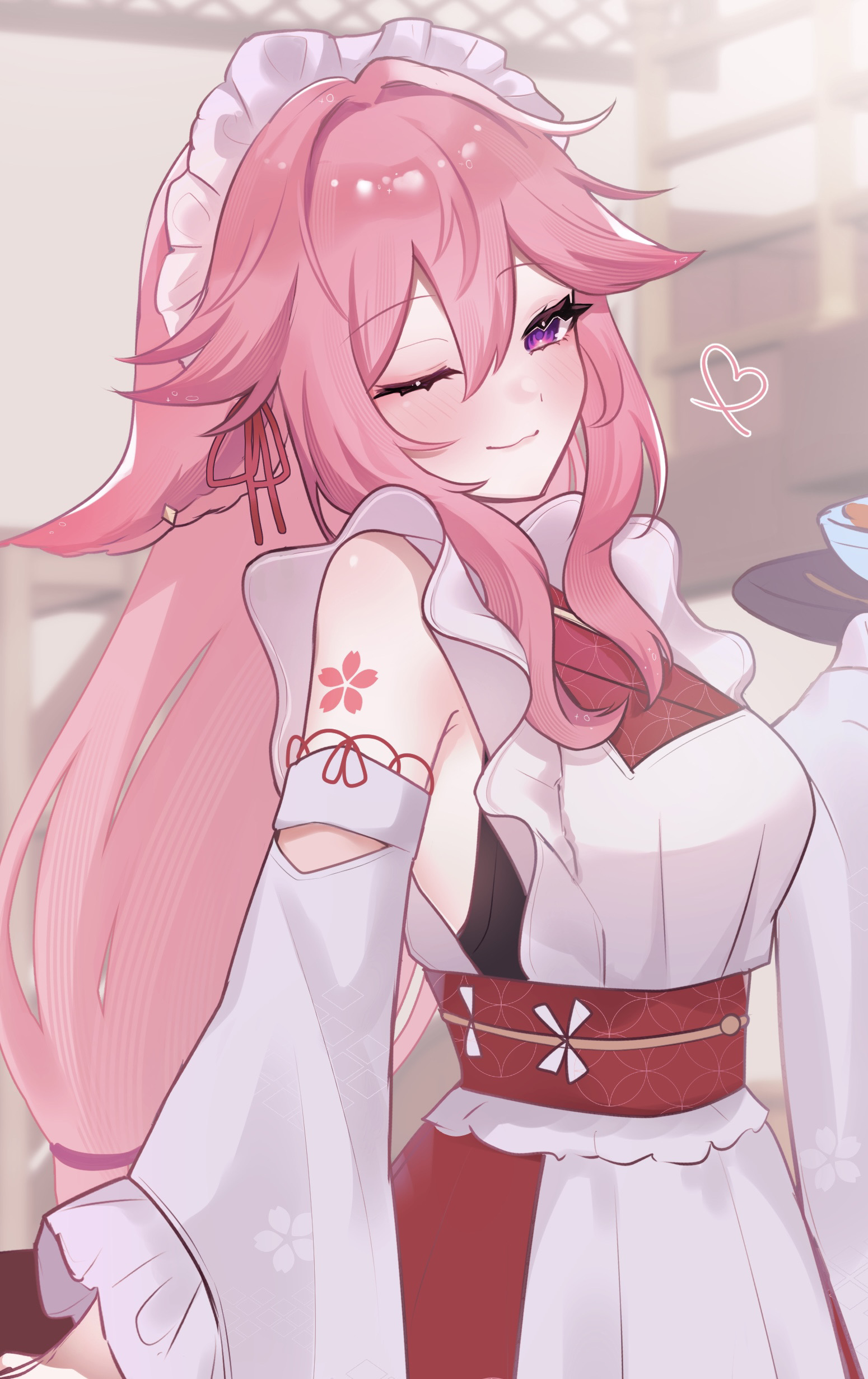 Yae Miko in a maid outfit 💕🌸 (Art by にゃも) Genshin Impact | HoYoLAB